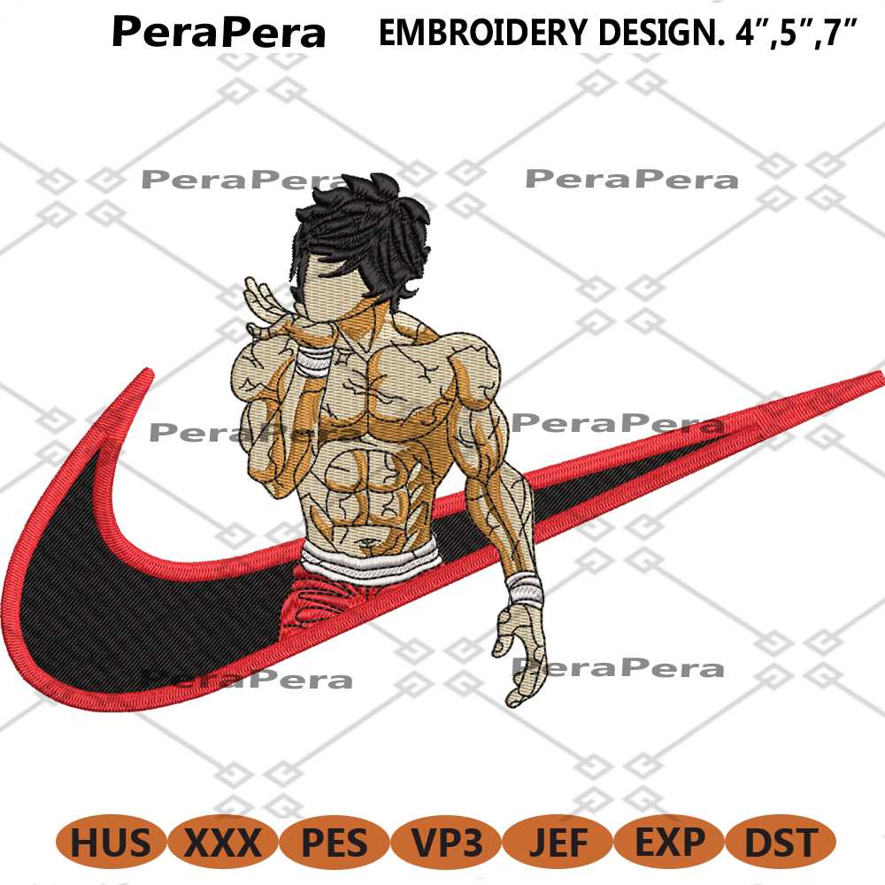 BAKI Power Nike Logo Embroidery Design Baki Hanma Anime Desi | Inspire ...
