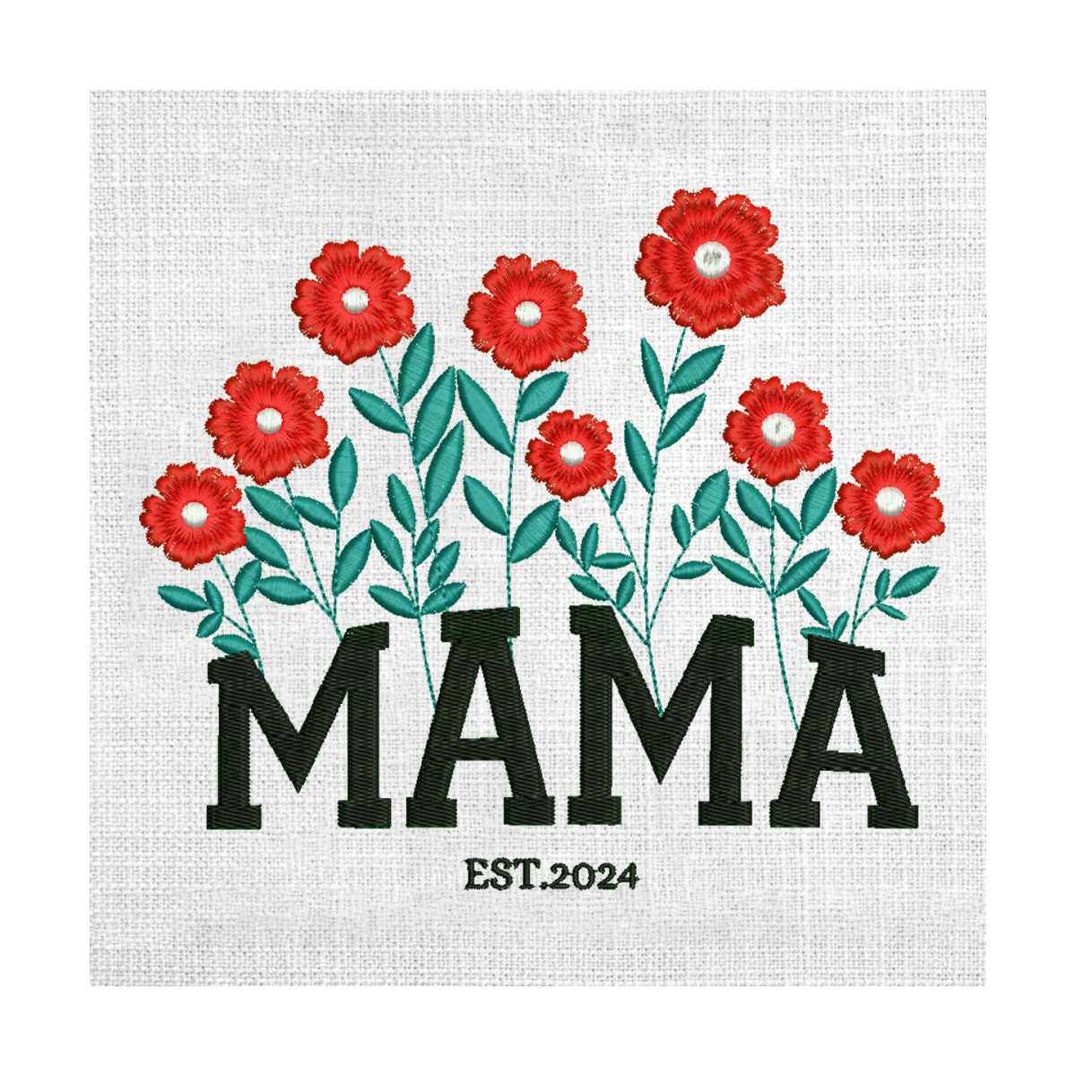 Poppy Bloom Mama Flower Est 2024 Embroidery | Inspire Uplift