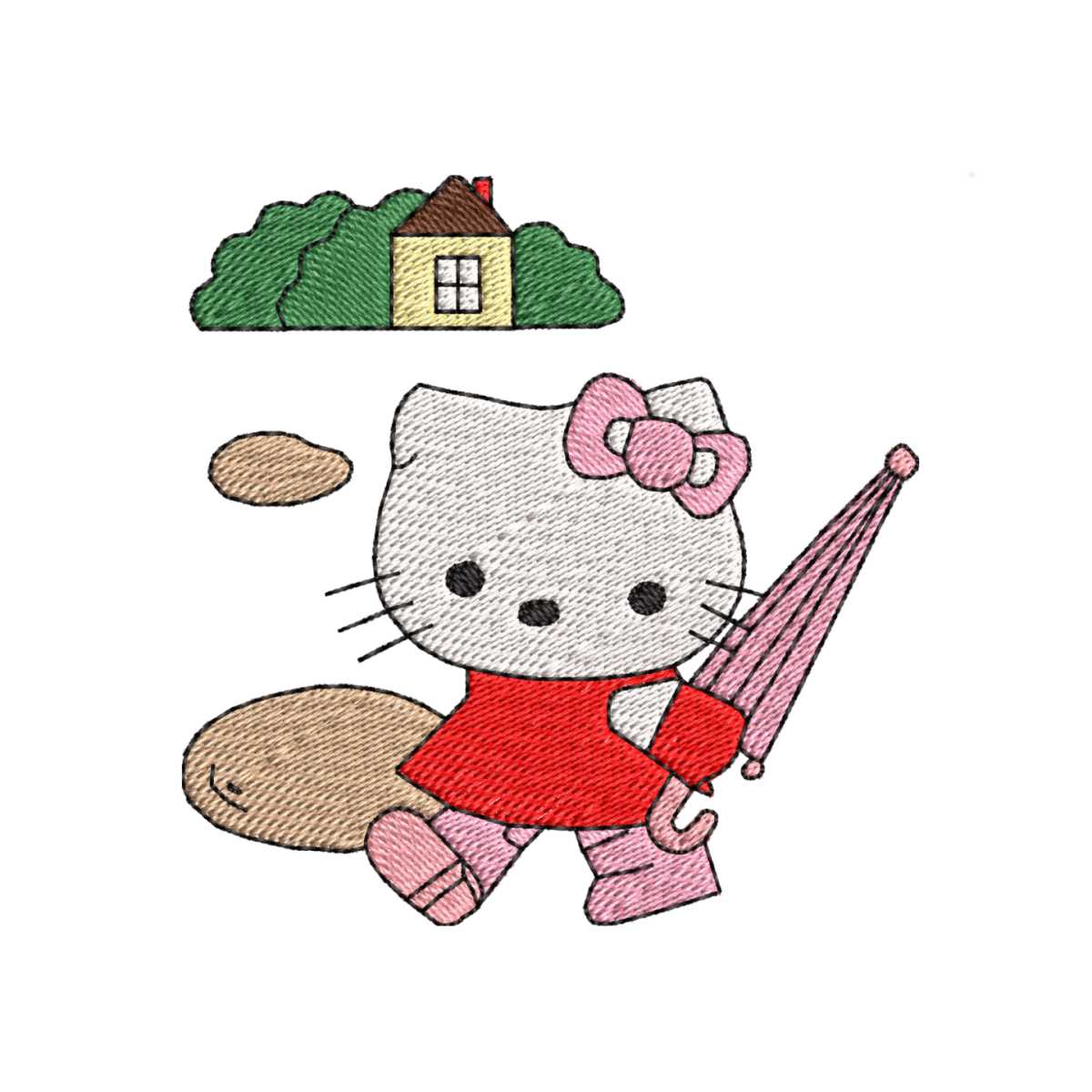 Hello Kitty Raining Day Embroidery png | Inspire Uplift