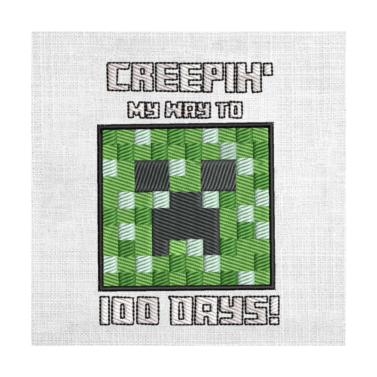 Creeping My Way To 100 Days Of School Creeper Face Embroider | Inspire ...