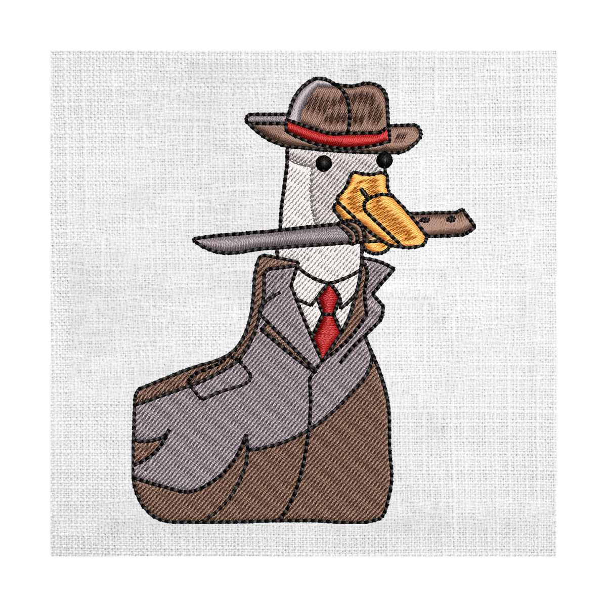 Ducktective Funny Silly Goose Embroidery Design - Inspire Uplift