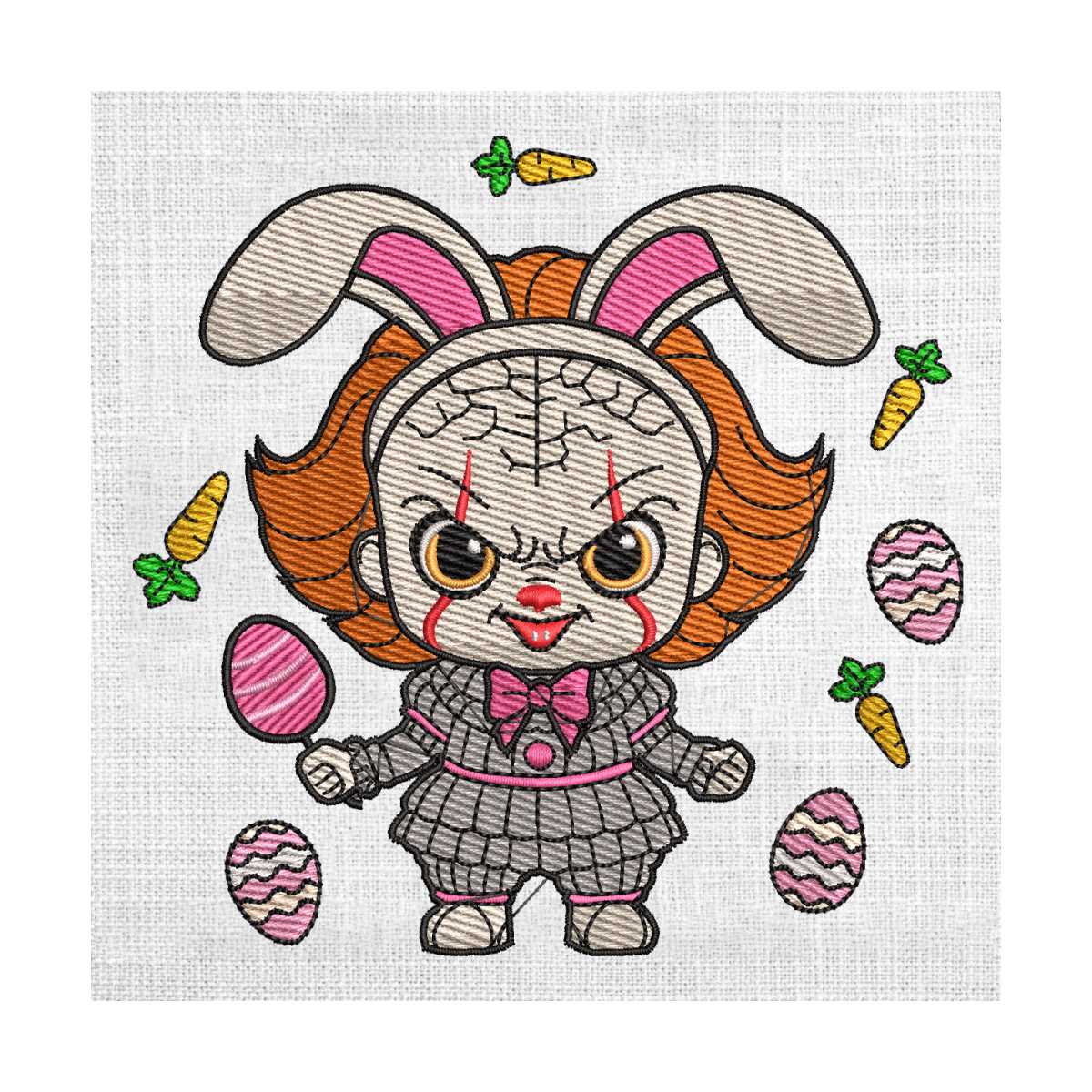 Horror Pennywise Easter Bunny Ears Embroidery | Inspire Uplift