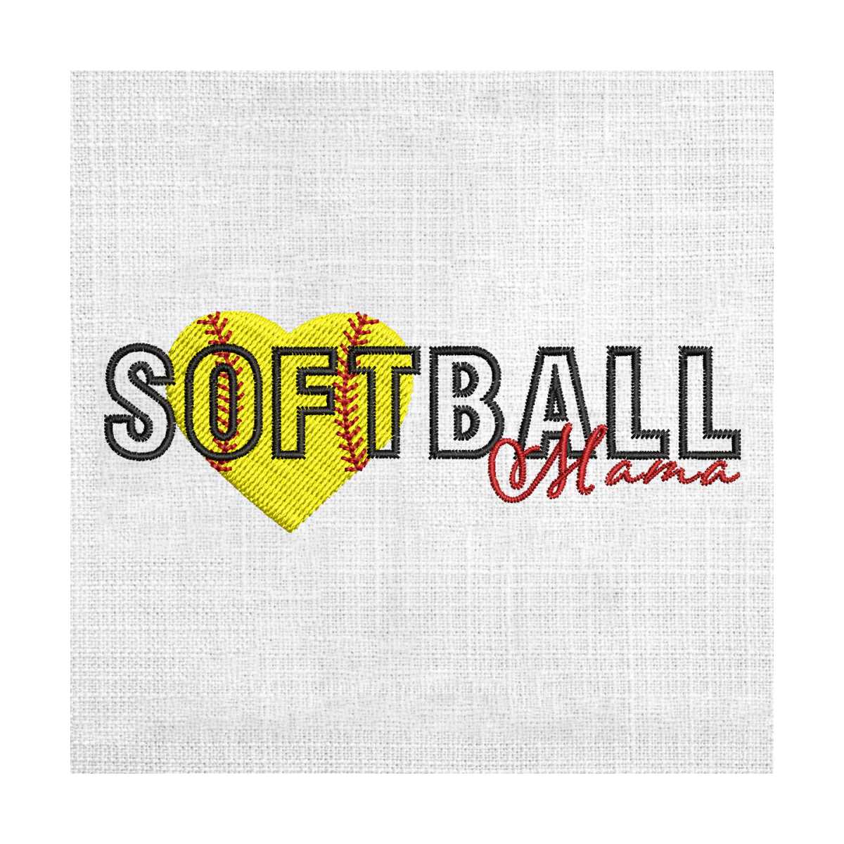 Heart Shape Softball Mama Sport Embroidery - Inspire Uplift