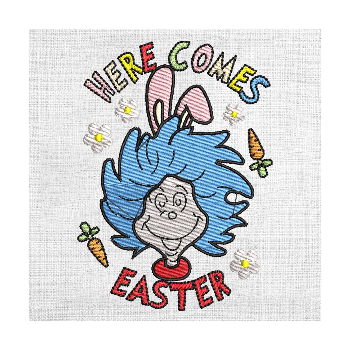 Here Comes Easter Bunny Ears Dr Seuss Daisy Embroidery | Inspire Uplift