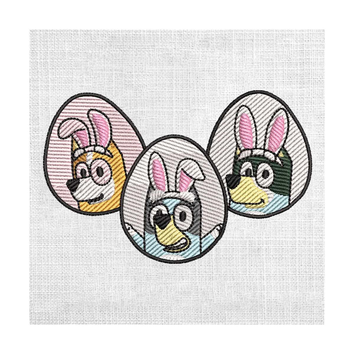 Bluey Heeler Family Easter Bunny Eggs Embroidery - Inspire Uplift
