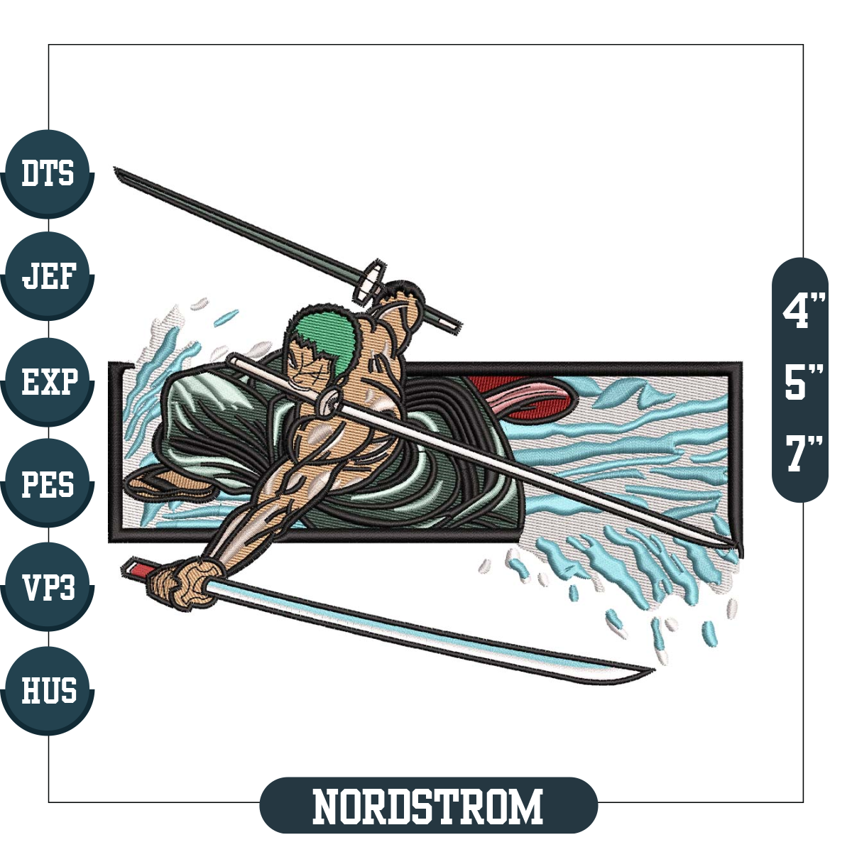 Roronoa Zoro Rectangle Embroidery Design | Inspire Uplift
