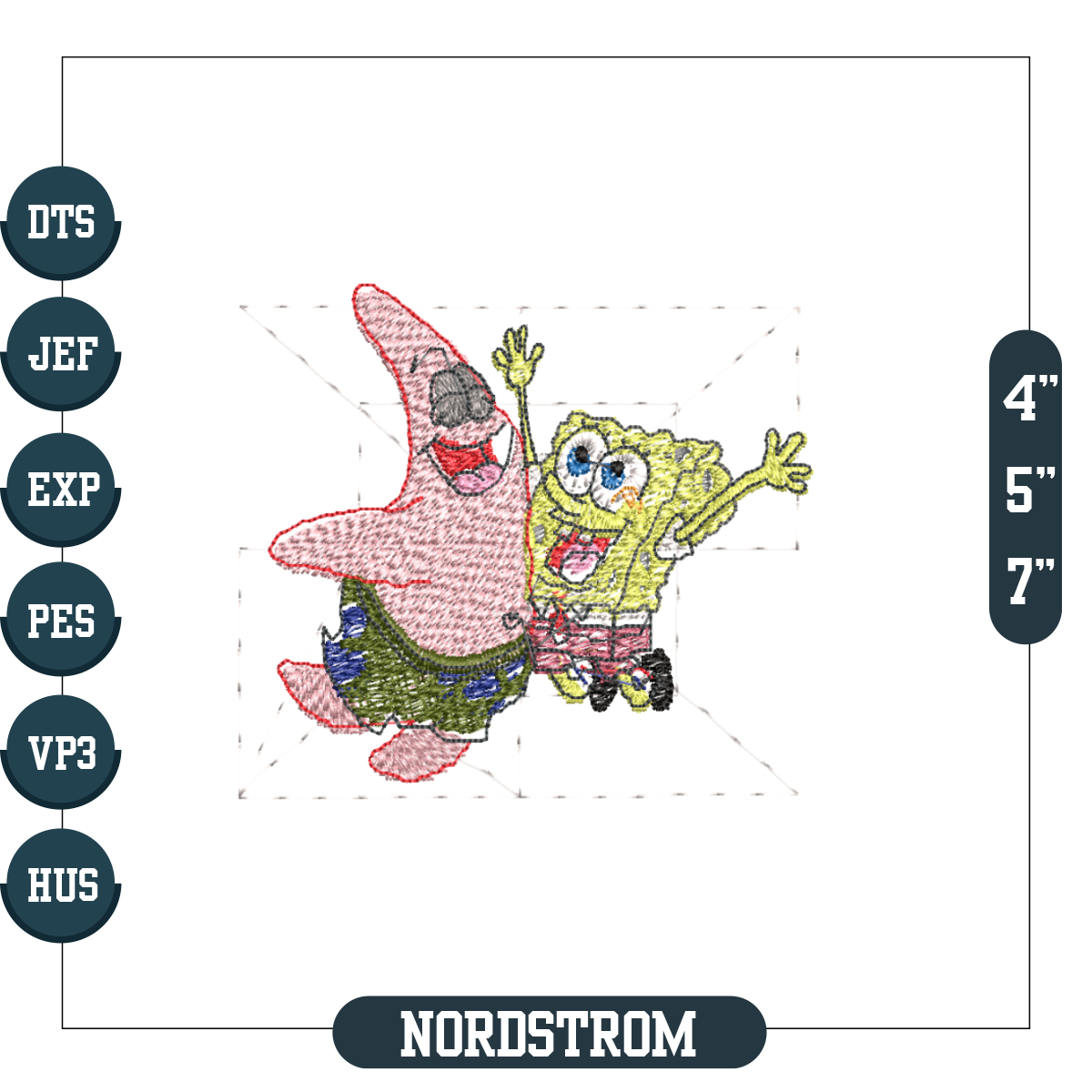 Patrick Star and SpongeBob Embroidery | Inspire Uplift