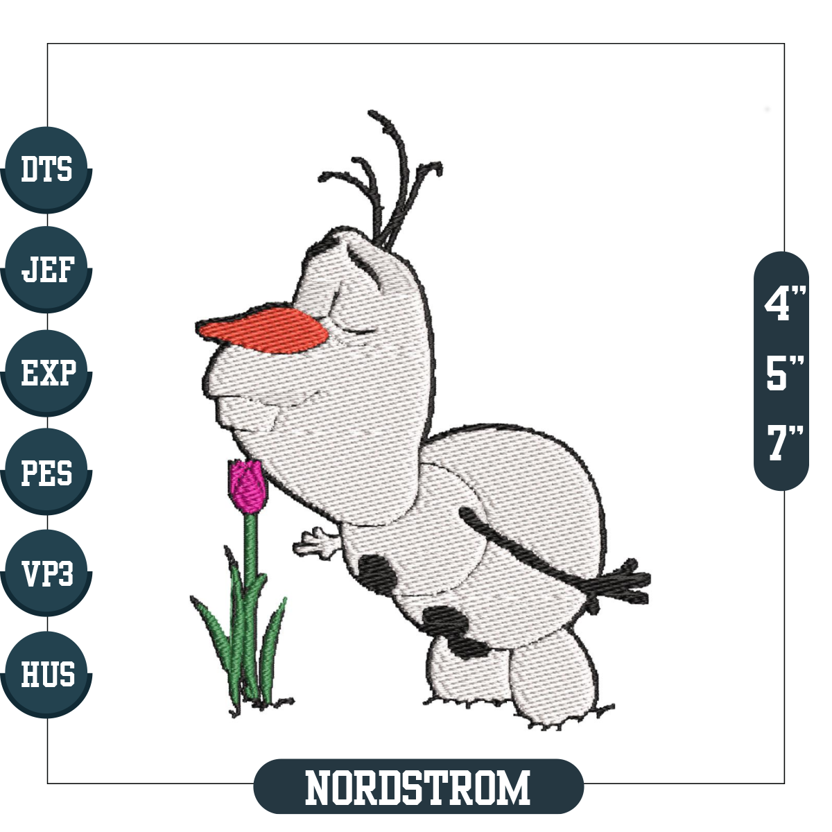 Olaf Smelling Flower Embroidery | Inspire Uplift