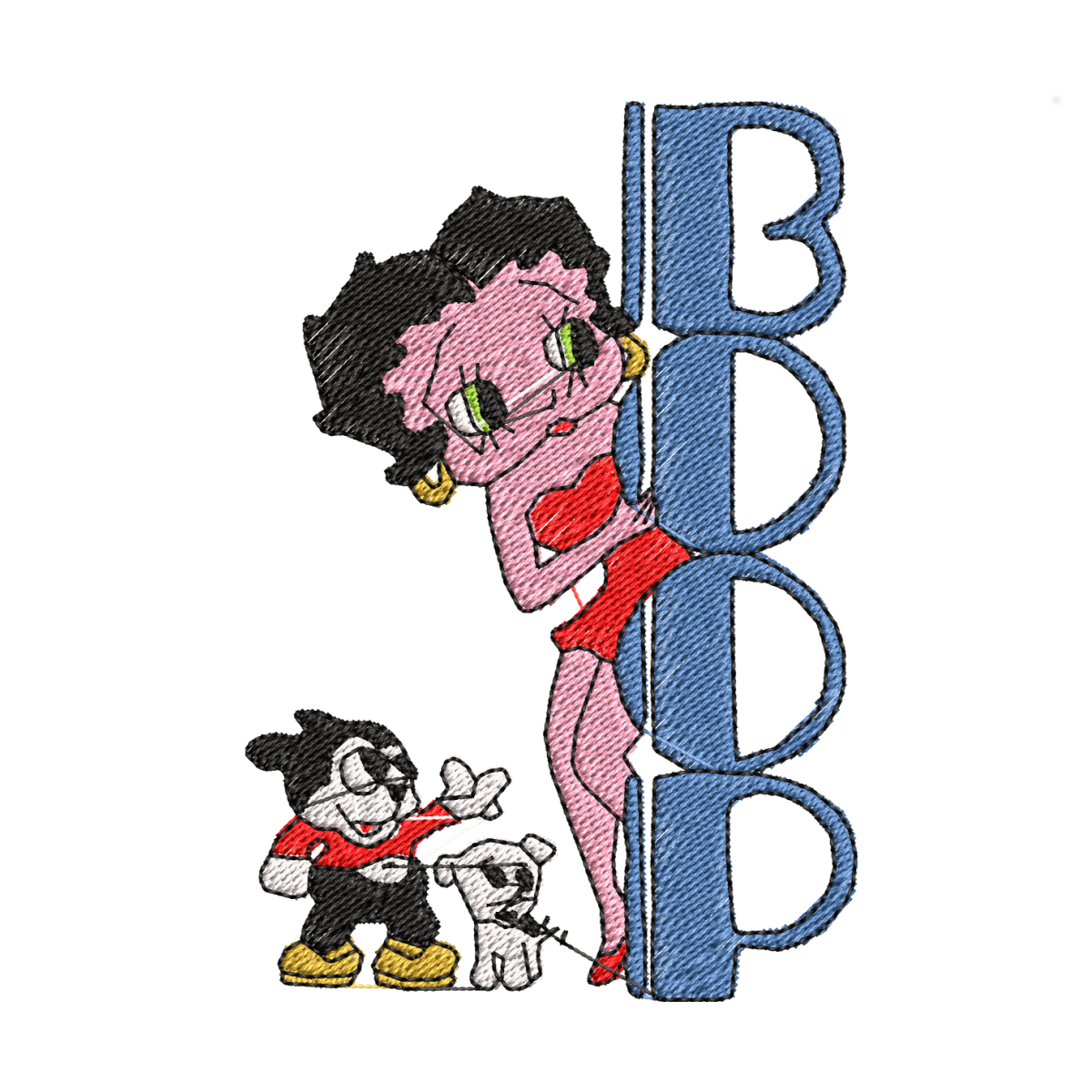 Character Betty Boop With Dog Embroidery - Inspire Uplift
