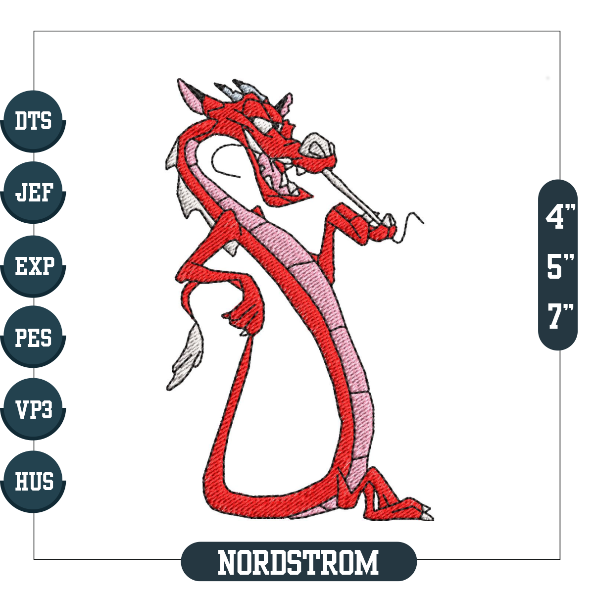 The Great Red Dragon Mushu Embroidery, Mulan Embroidery | Inspire Uplift