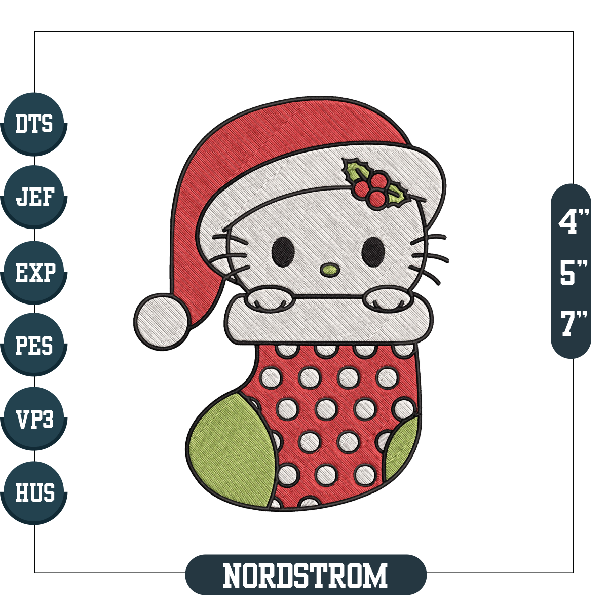 Hello Kitty Stocking Embroidery Design File, Hello Kitty Chr - Inspire ...