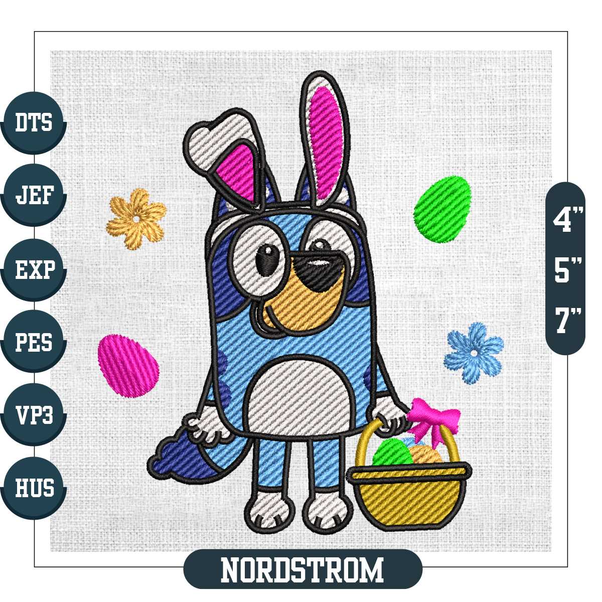 Easter Bunny Boy Bluey Eggs Hunting Embroidery | Inspire Uplift