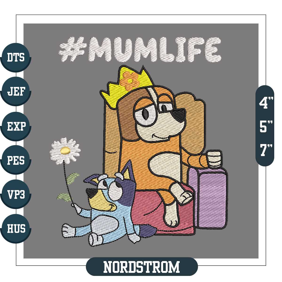 Mum Life Queen Bluey Chilli Heeler Embroidery | Inspire Uplift