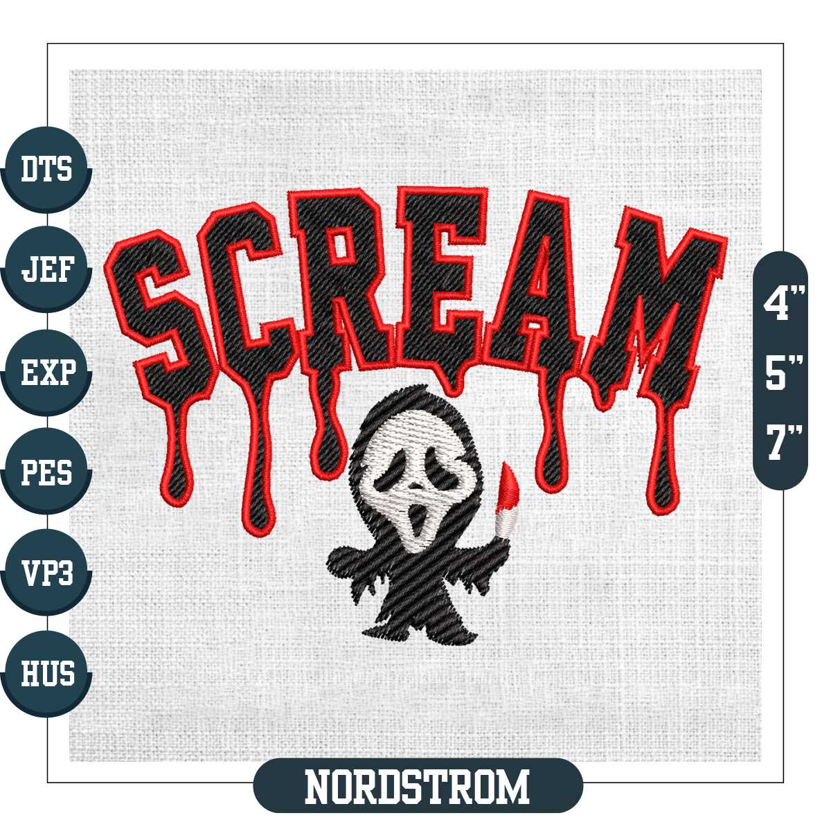 Scream Chibi Ghostface Dripping Halloween Embroidery | Inspire Uplift