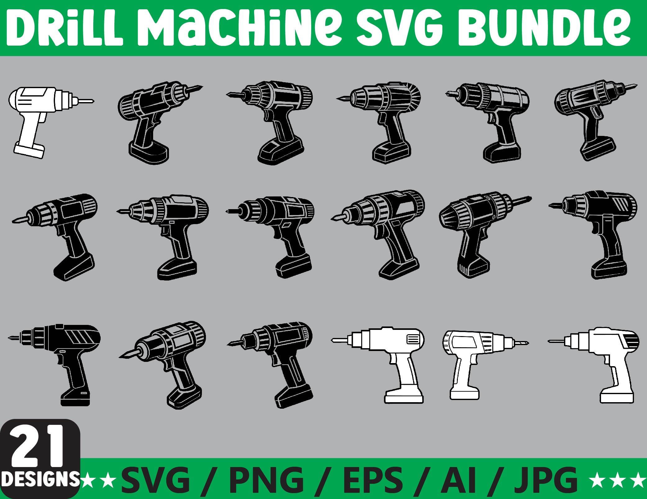 Drill Machine SVG Bundle,Drill SVG, Drill Machine Cut File | Inspire Uplift