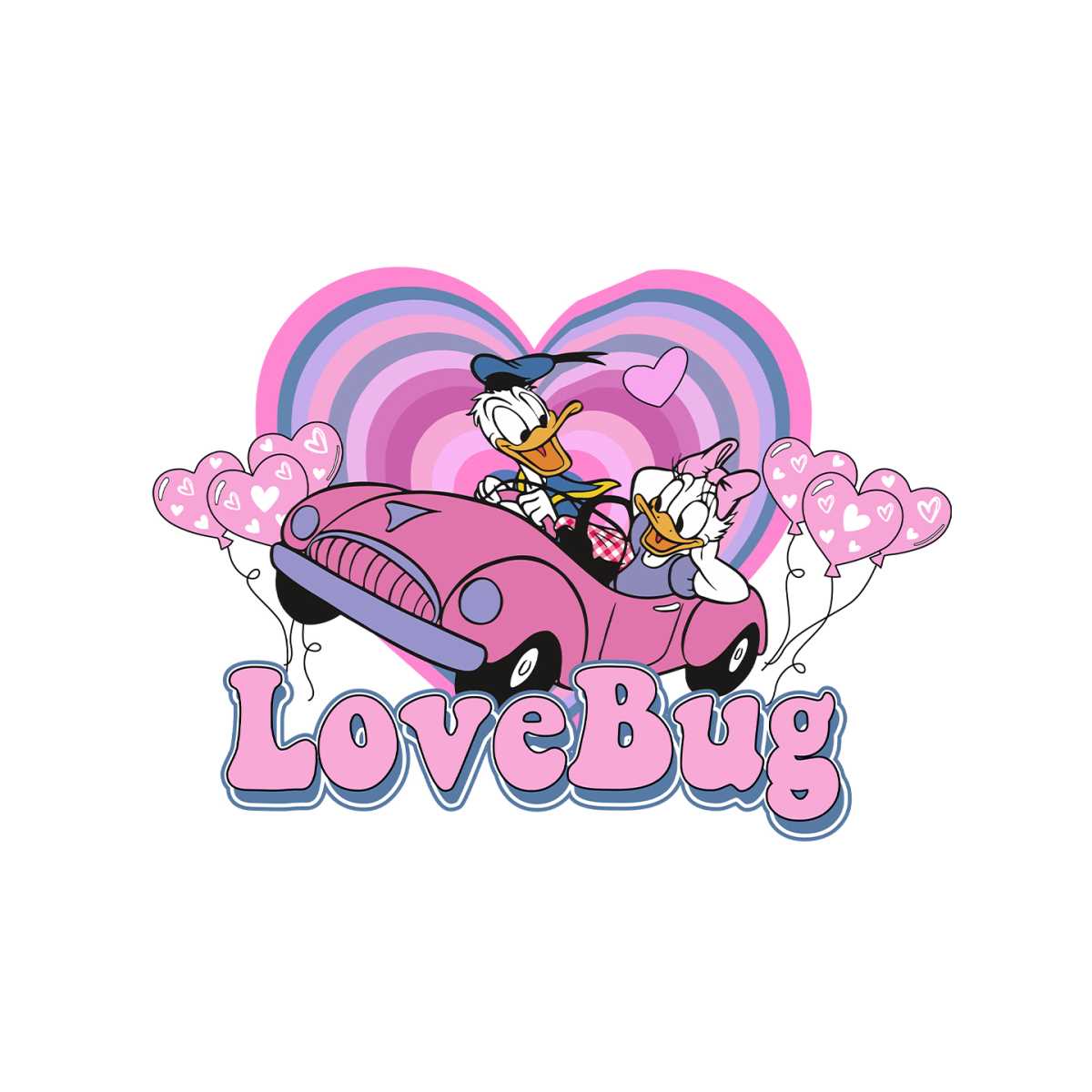 Love Bug Valentine Couple Donald Daisy Duck PNG - Inspire Uplift
