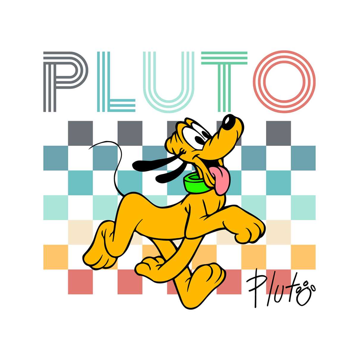 Checkered Pluto Dog Disney Signature SVG | Inspire Uplift