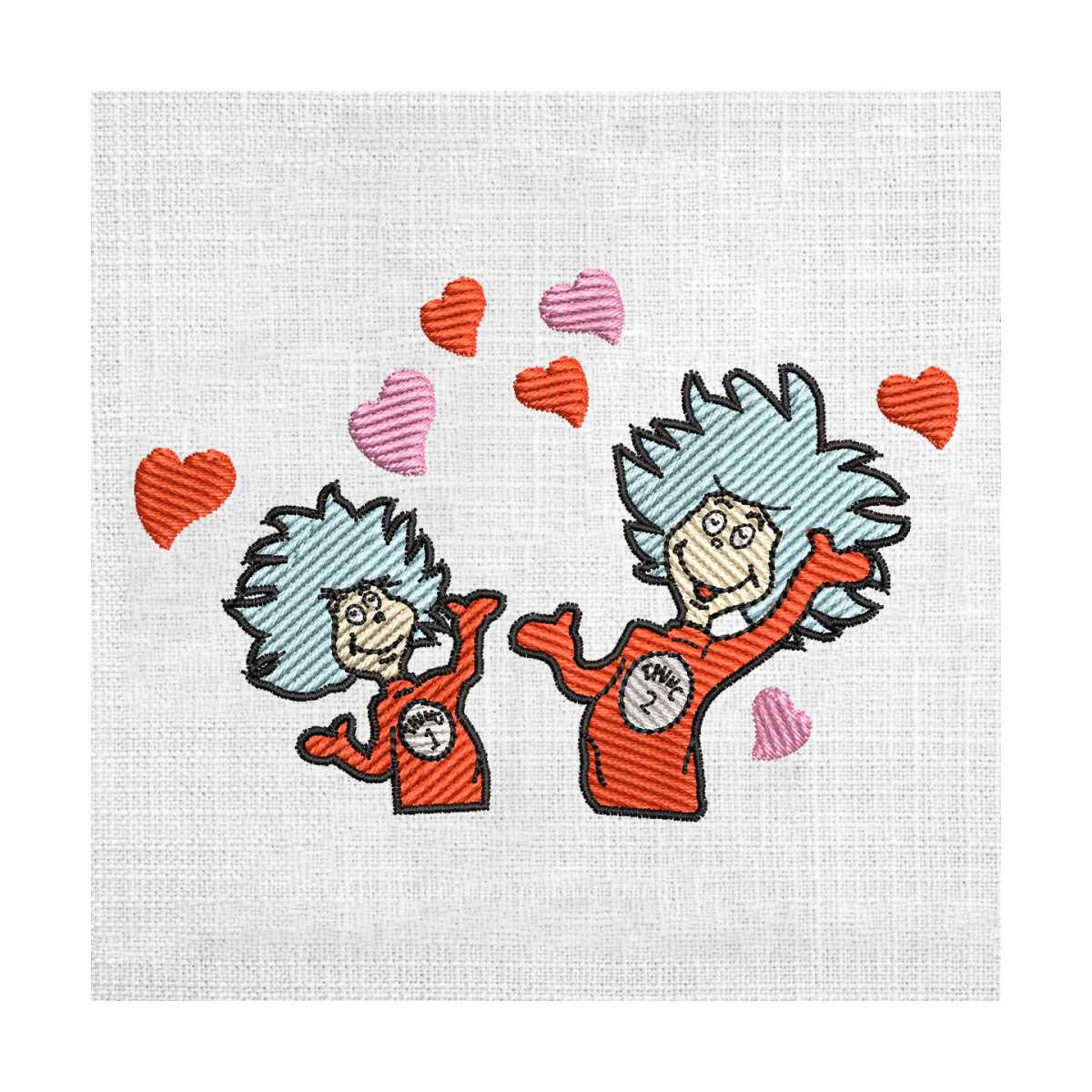 Thing One Thing Two Dr Seuss Story Book Valentine Embroidery | Inspire ...