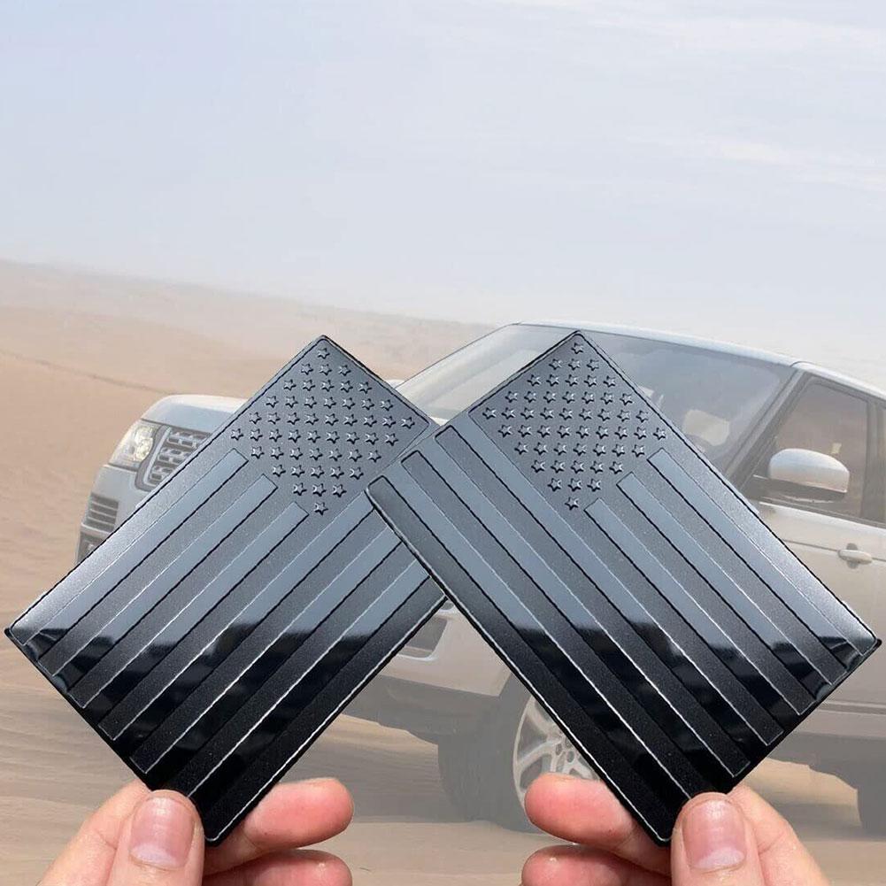 USA Flag Car Emblem - Durable Black Aluminum Sticker | Inspire Uplift