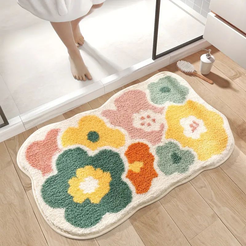 Cute Flower Bathroom Rug - Soft & Absorbent Bath Mat | Inspire Uplift