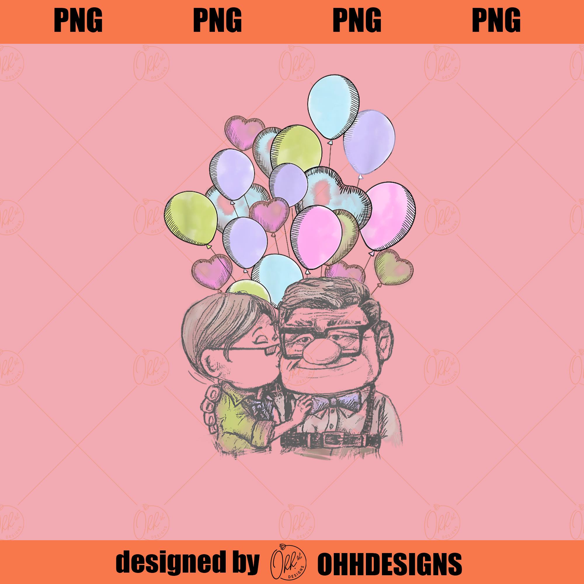 Disney Pixar Up Valentines Day Carl And Ellie Balloons PNG D | Inspire ...