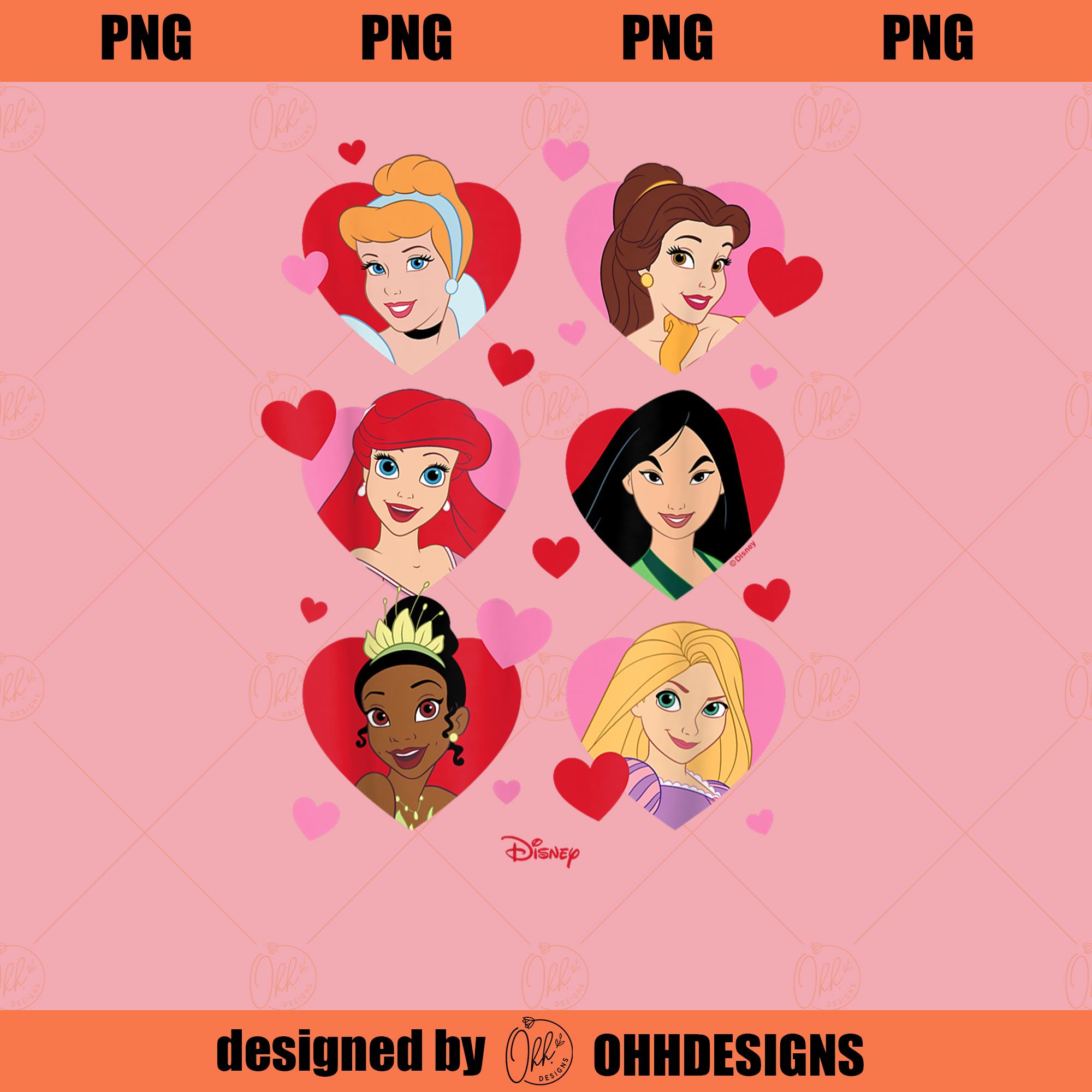 Disney Princess Valentines Day Princesses Heart Grid PNG Dow | Inspire ...