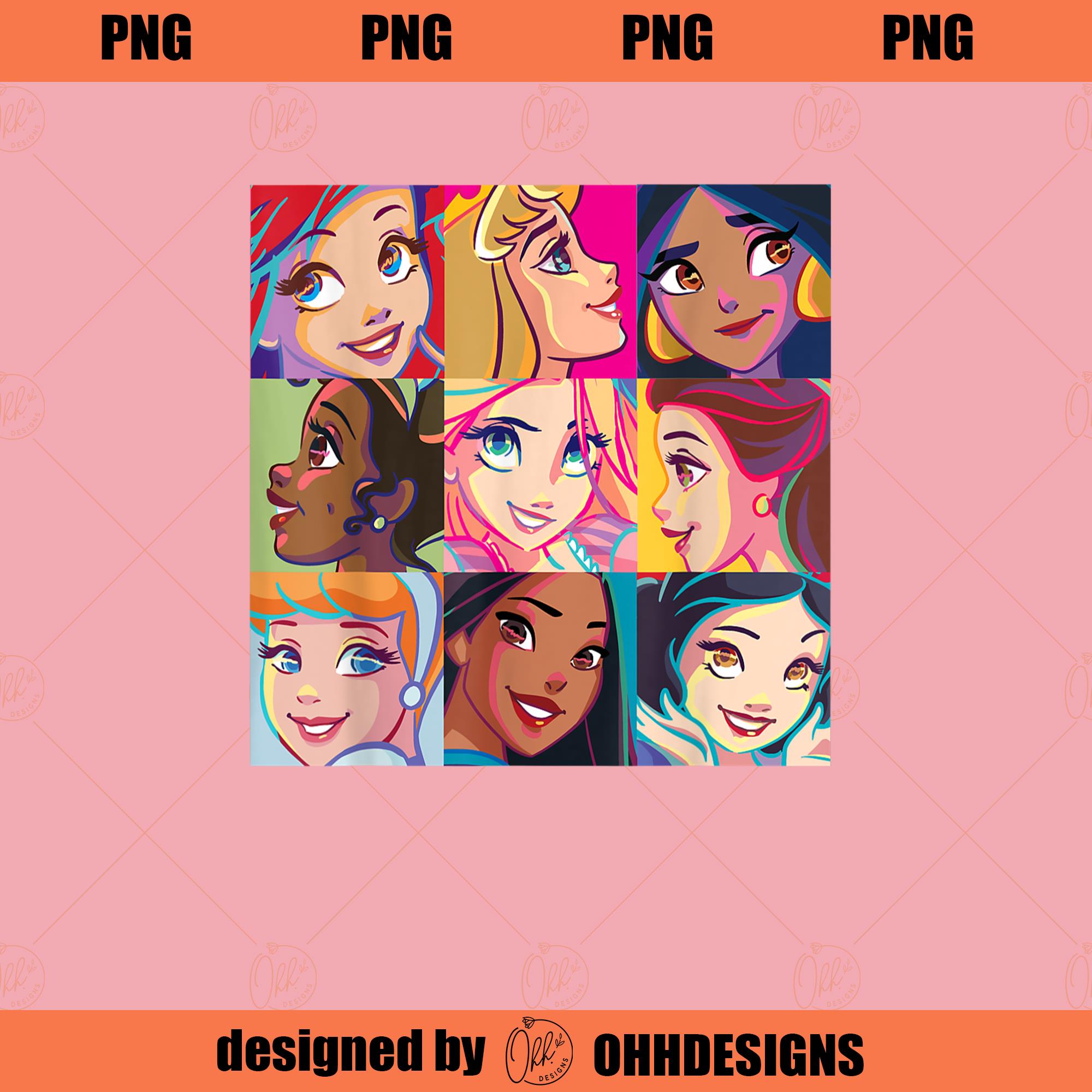 Disney Princess Characters Pop Art Grid PNG Download | Inspire Uplift