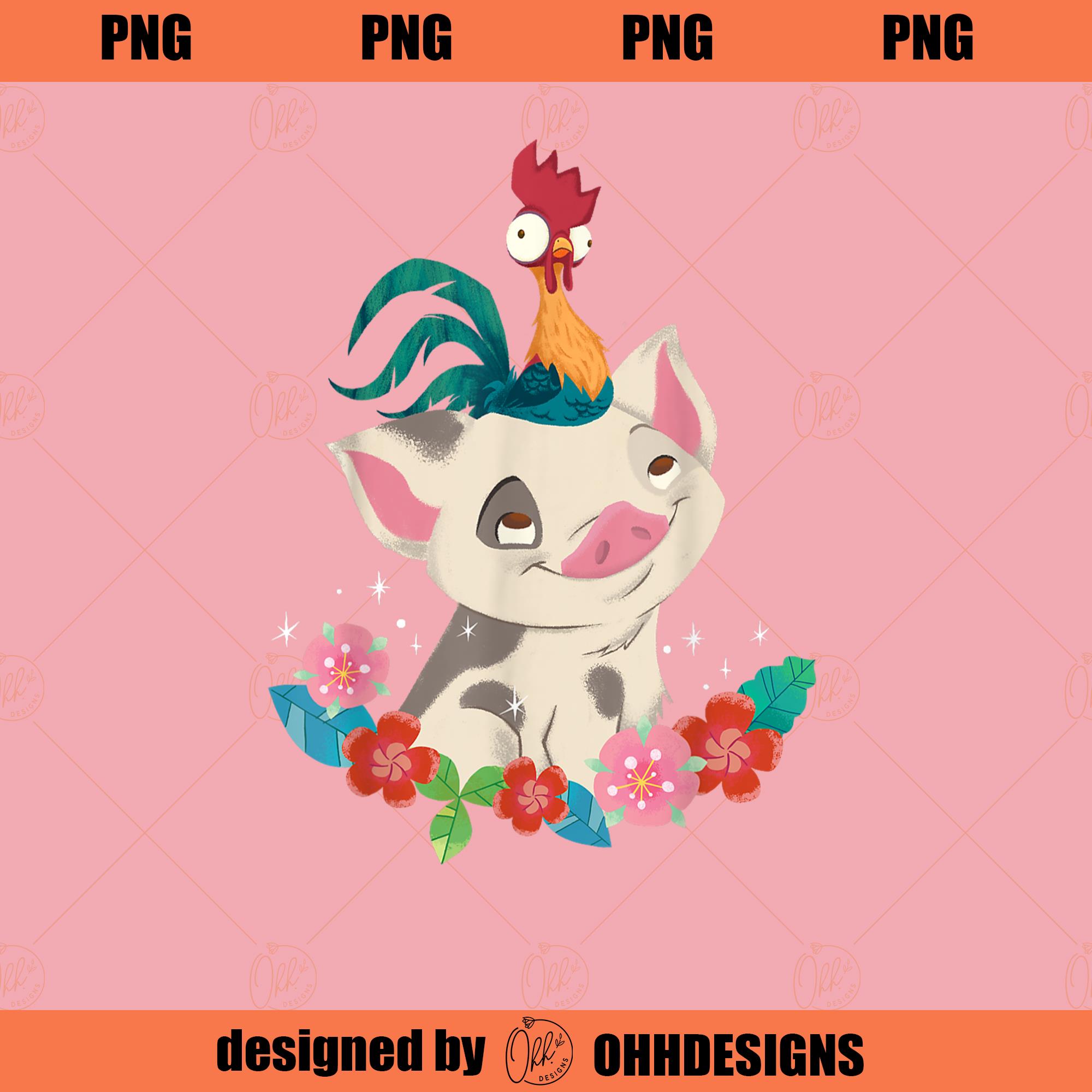 Disney Moana Hei Hei Rooster Pua Flowers Sketch Portrait PNG - Inspire ...