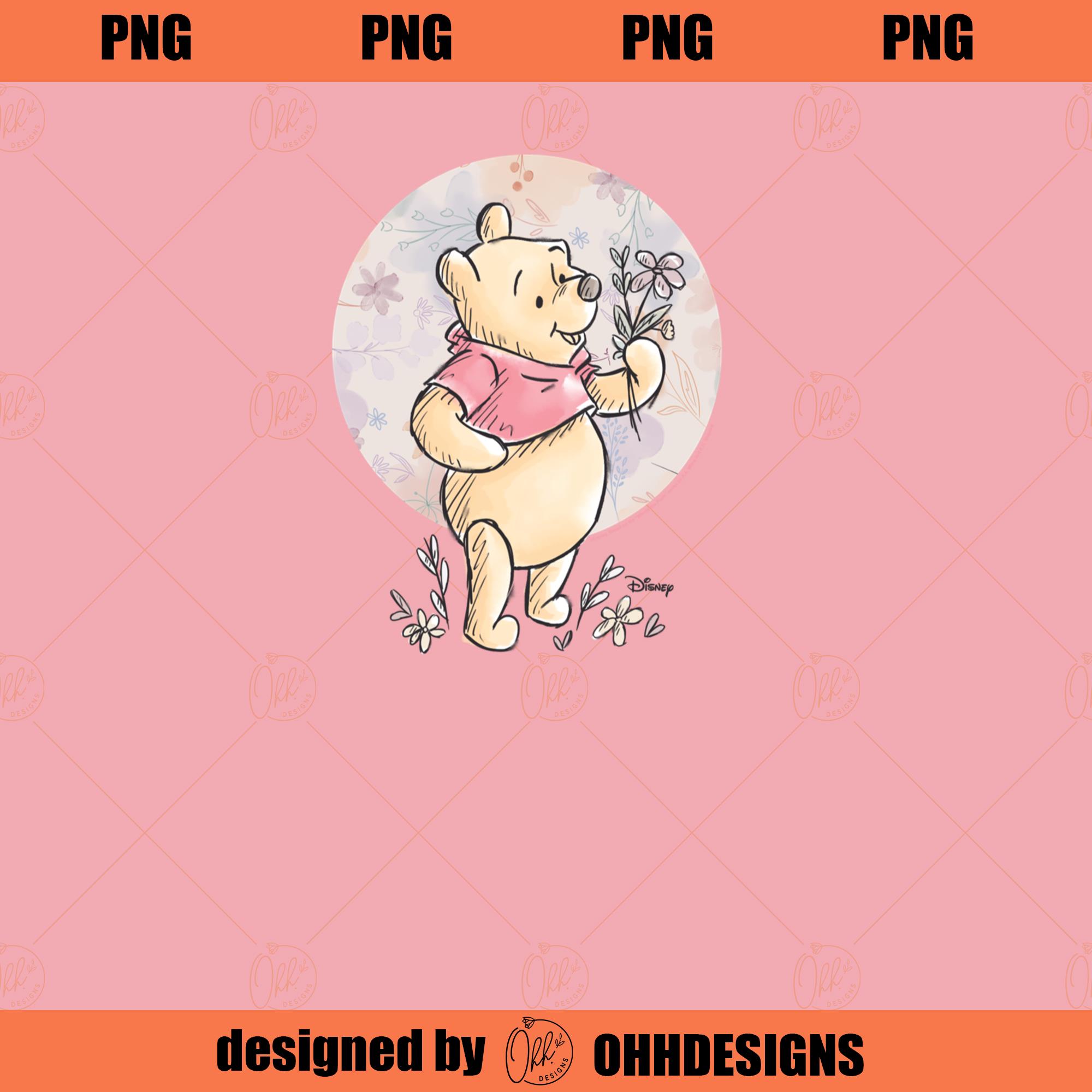 Winnie the Pooh Floral Circle Pooh PNG Download | Inspire Uplift