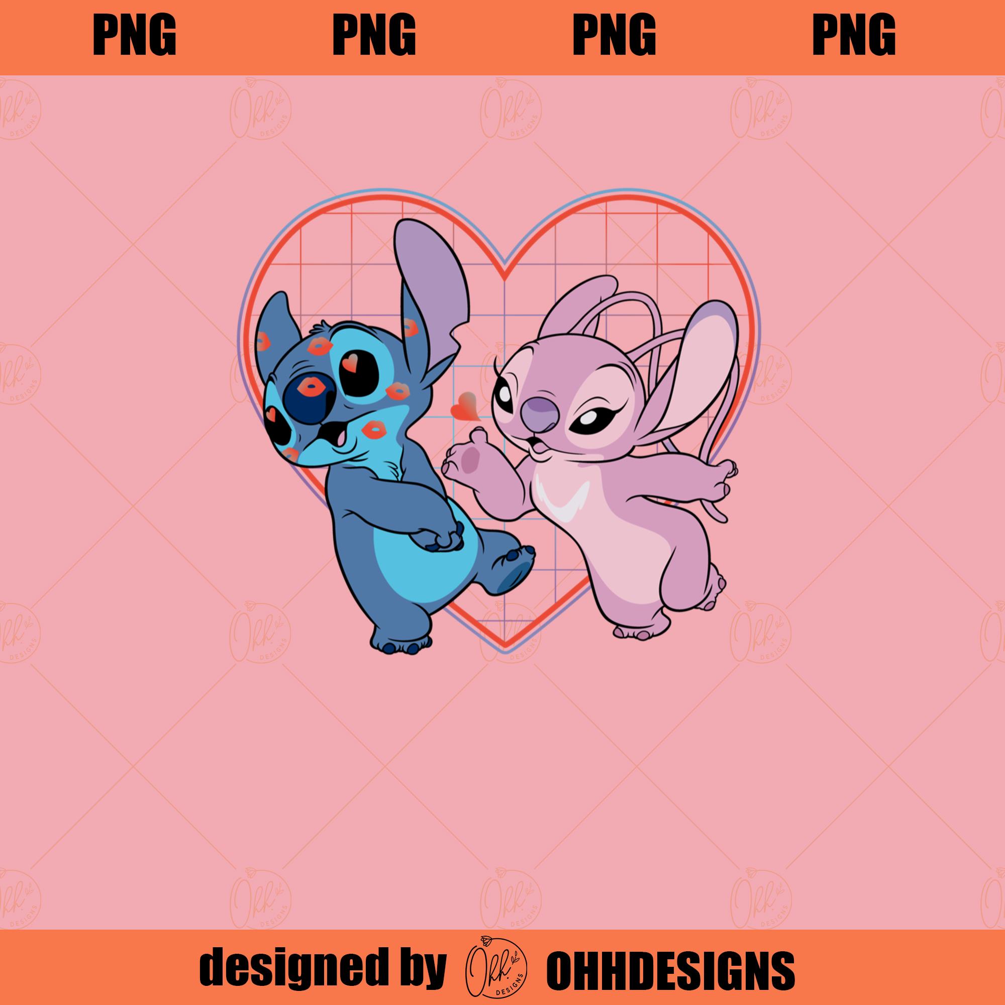 Disney Lilo and Stitch Angel Heart Kisses PNG Download | Inspire Uplift