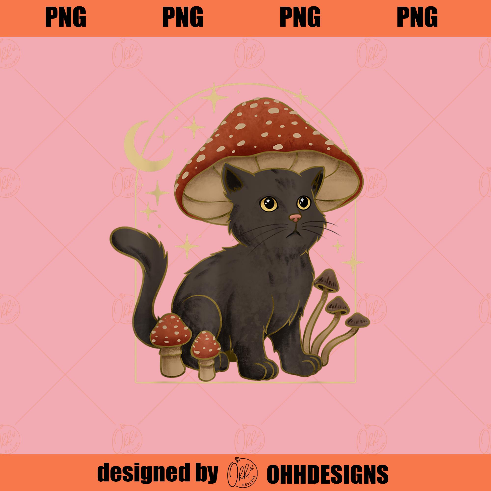 Cottagecore Aesthetic Cat with Mushroom Hat Cute PNG Downloa | Inspire ...