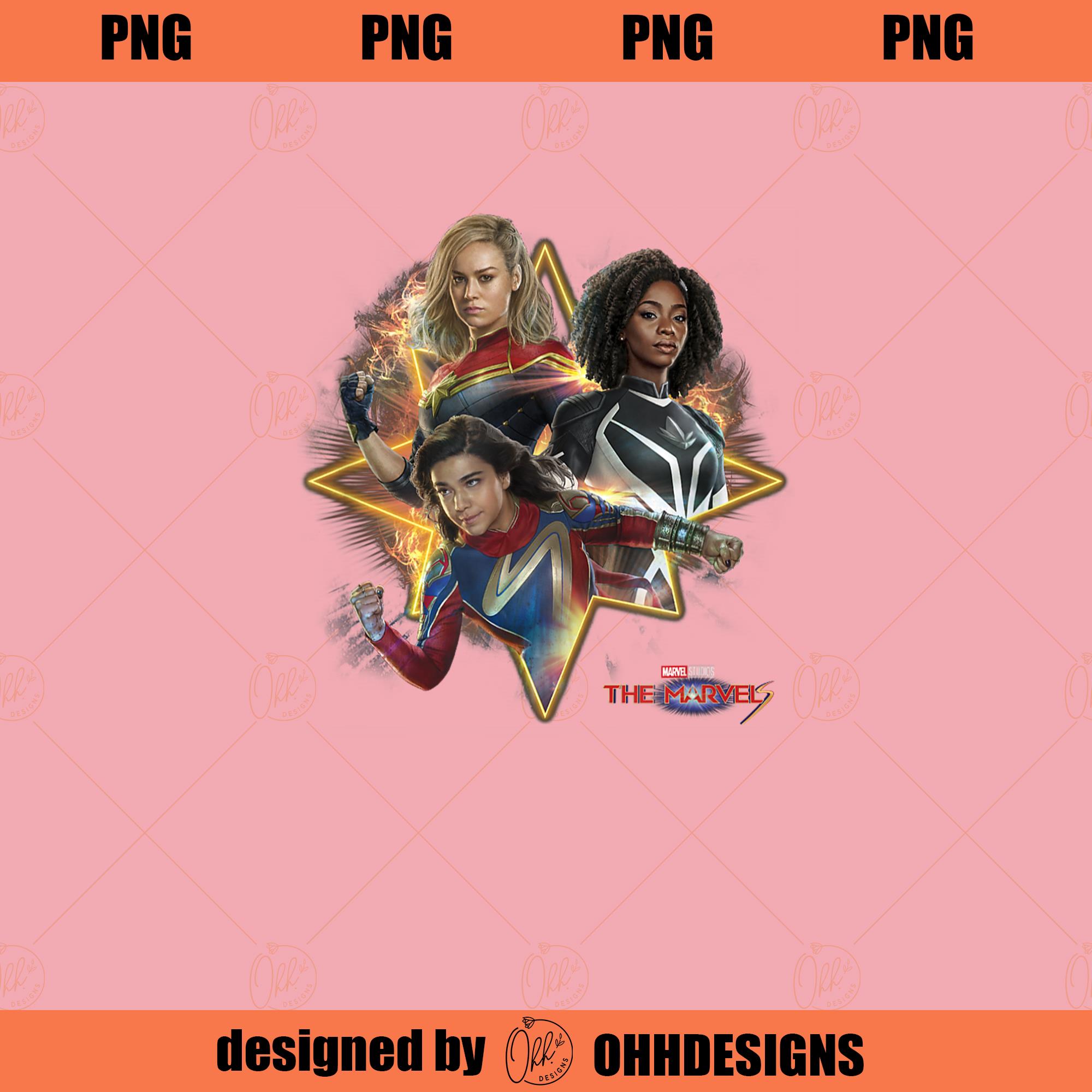 Marvel The Marvels Super Hero Trio Energy Glitch Poster PNG - Inspire ...