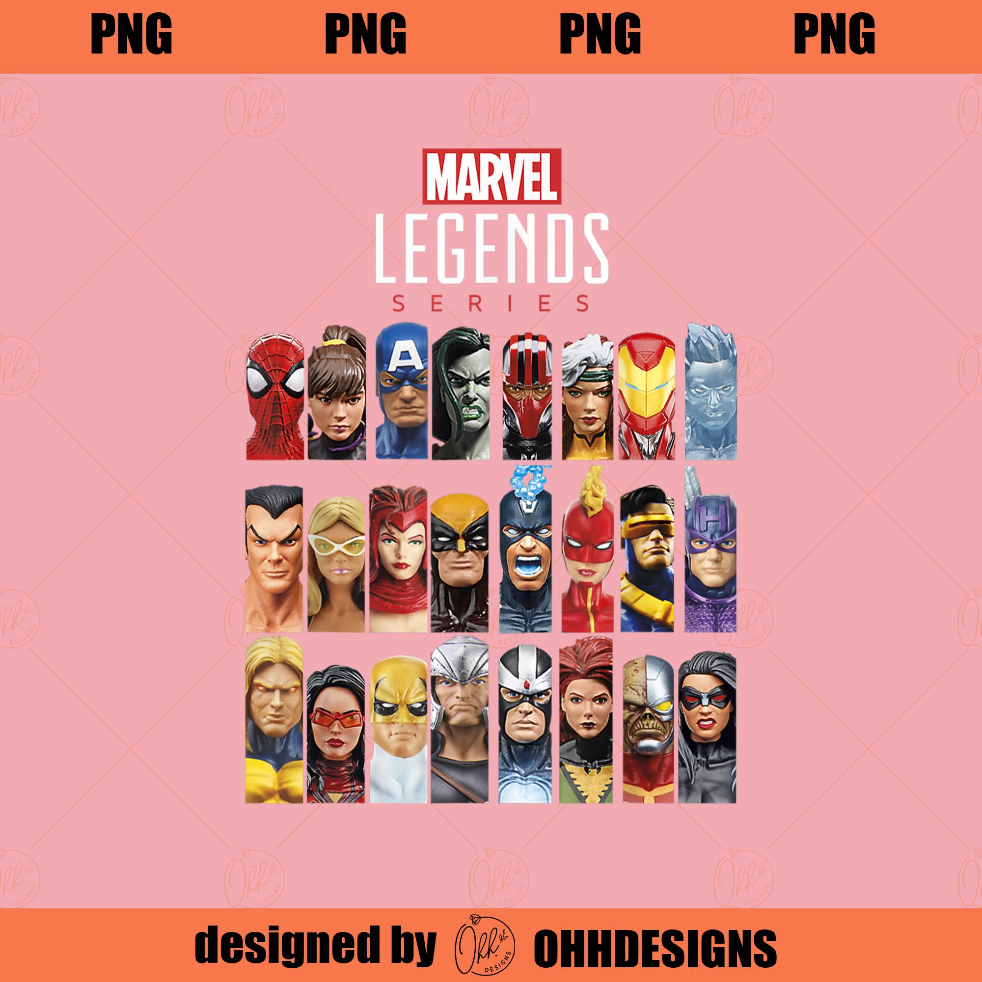 Marvel Legends Series Hero Head Shots Poster PNG Download - Inspire Uplift
