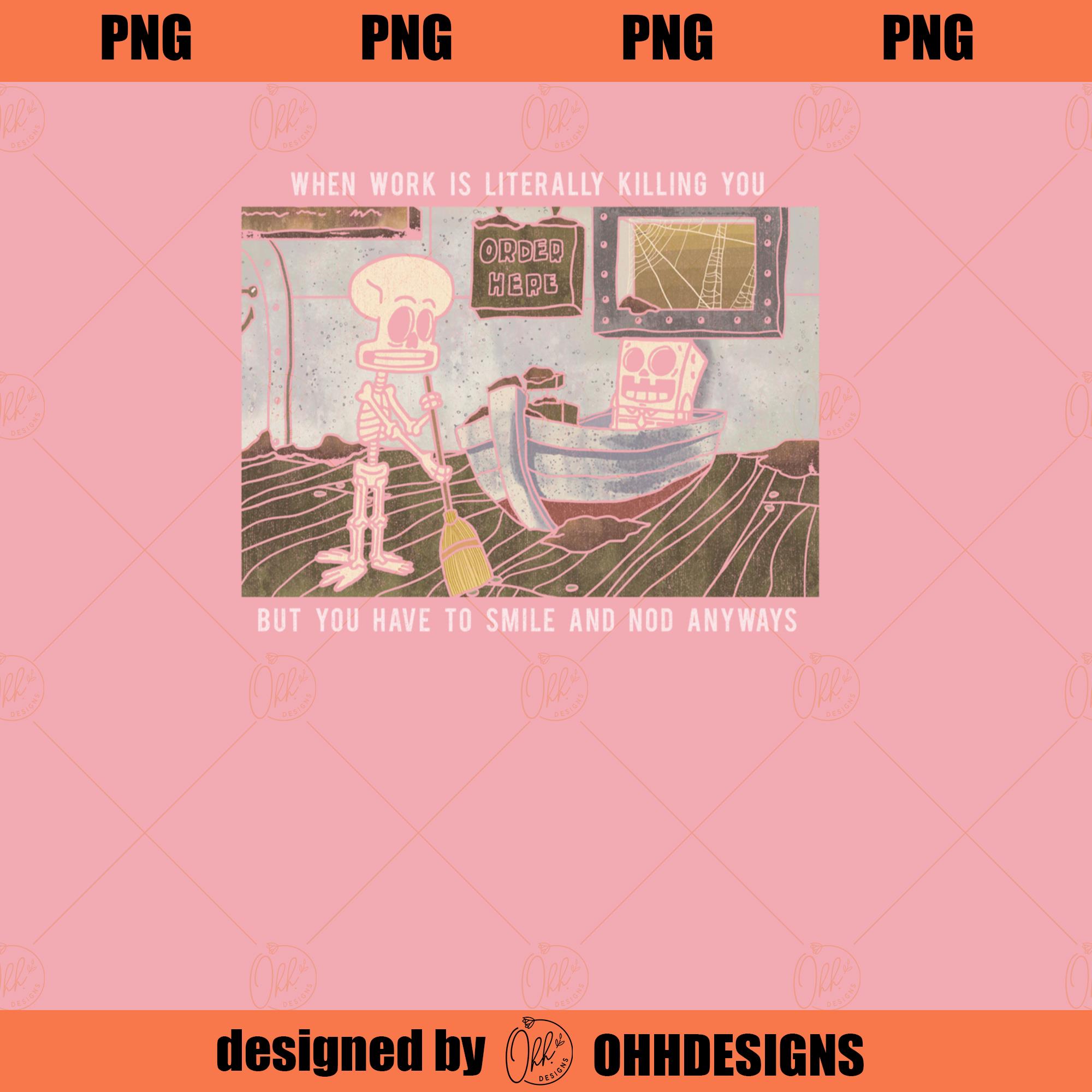 SpongeBob SquarePants Skeleton Meme Poster PNG Download | Inspire Uplift