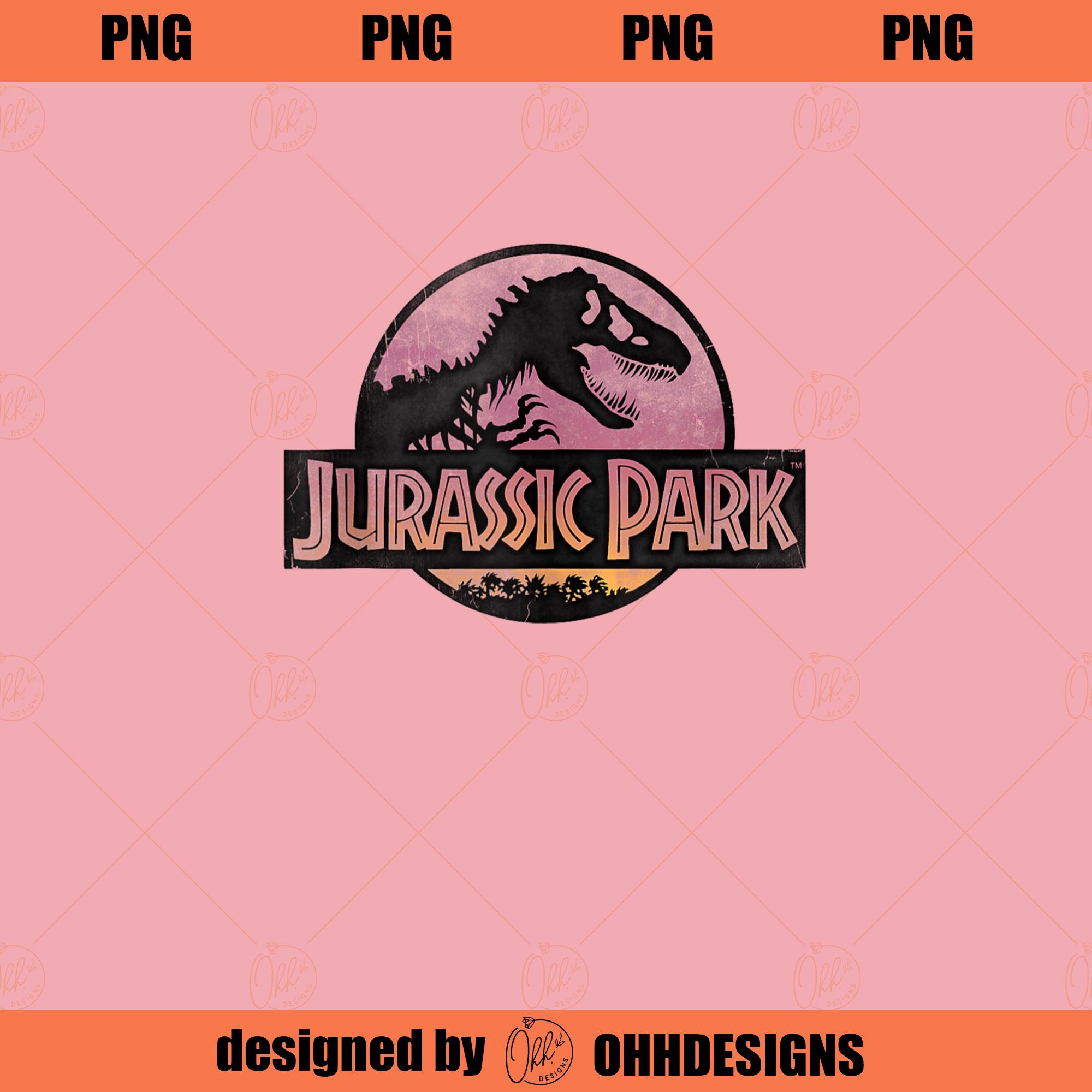 Jurassic Park Neon Distressed Light Pink TRex Movie Logo PN | Inspire ...