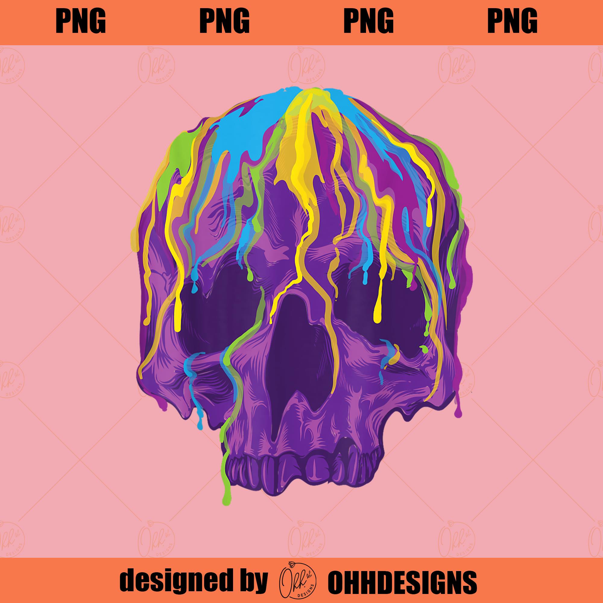 Halloween Rainbow Skeleton Head Melting Skull Gift PNG Downl | Inspire ...