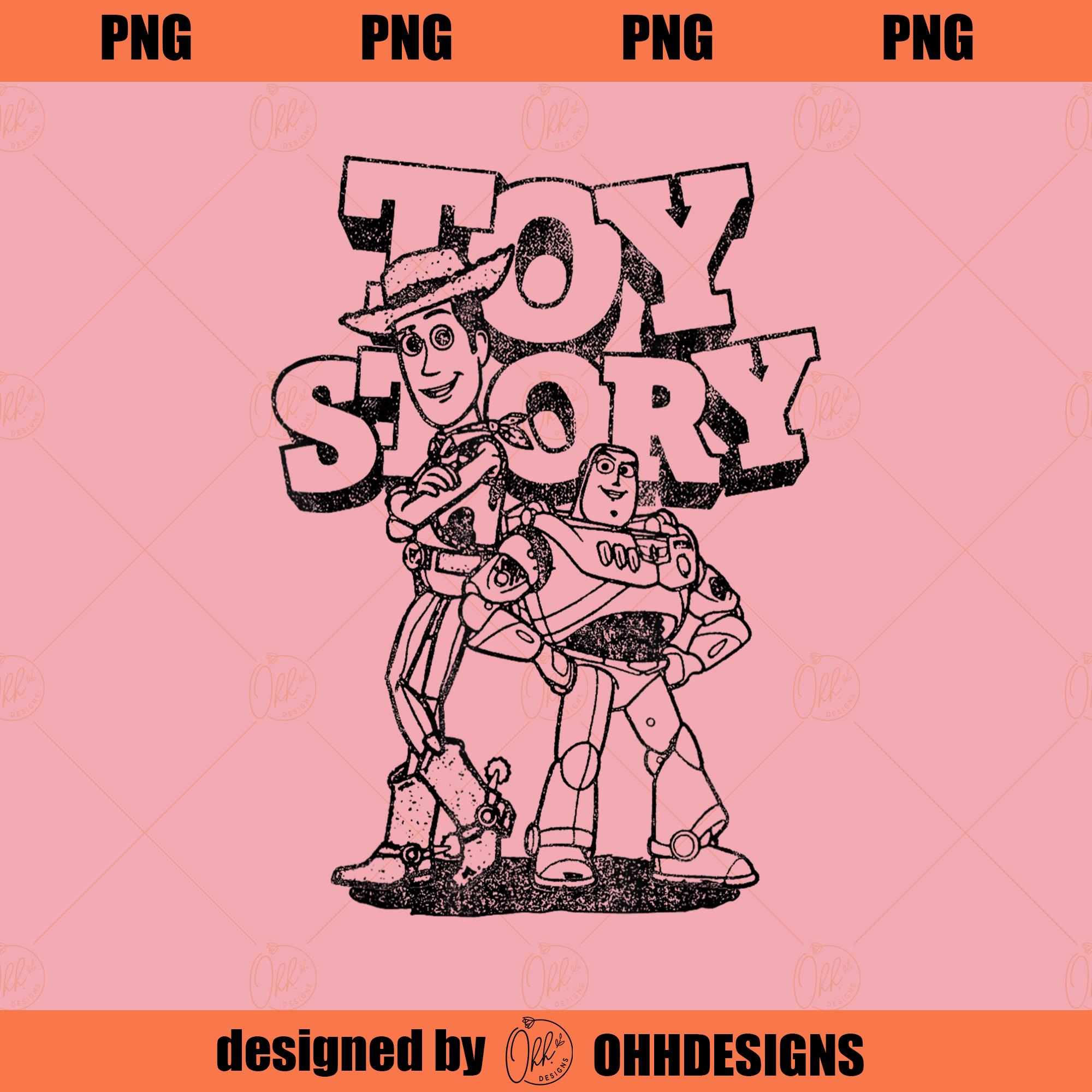 Disney Toy Story Woody And Buzz Outline PNG Download | Inspire Uplift
