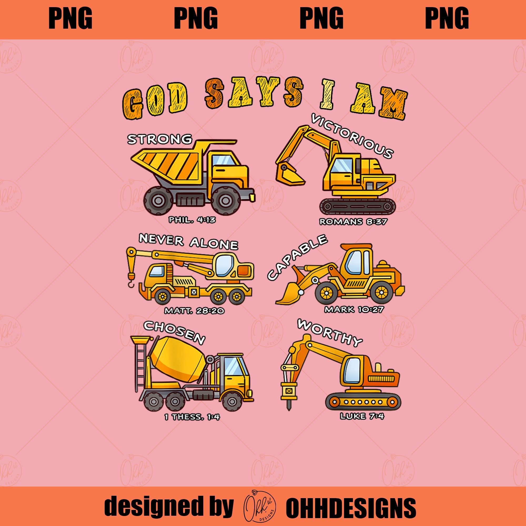 Toddler Kids God Says I Am Construction Bible Verse Truck Oh - Inspire ...