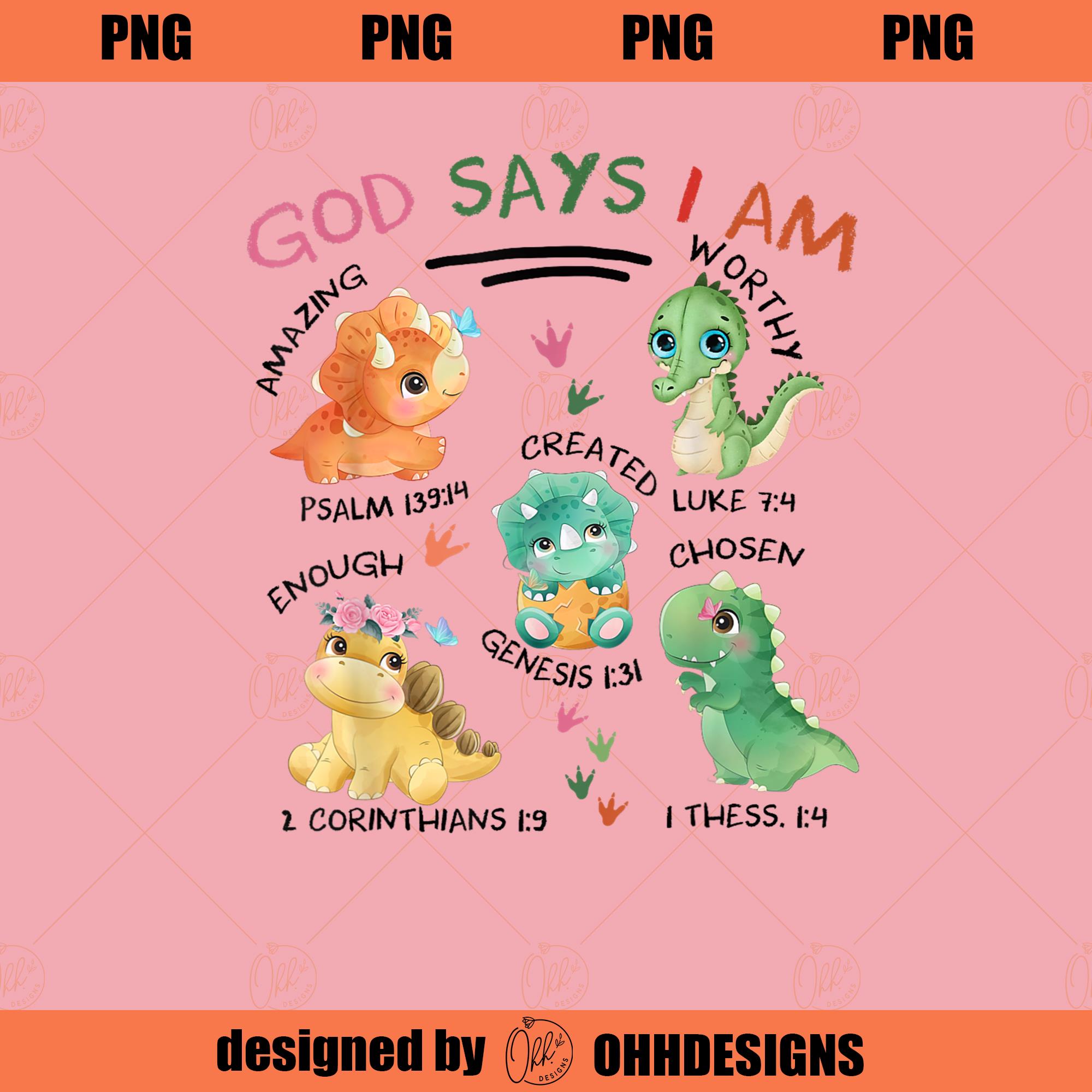 God Says I Am Cute Dinosaur Lovers Bible Christian Kids Boys | Inspire ...