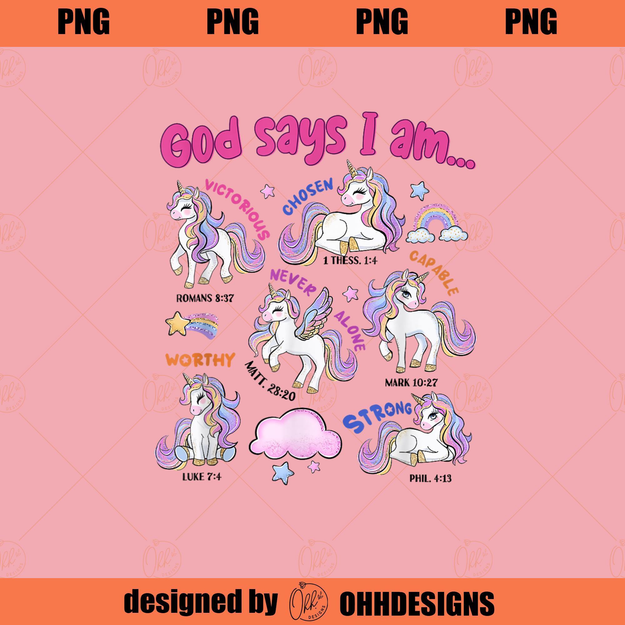 God Says I Am Cute Unicorn Bible Verse Kids Toddler Girls Oh | Inspire ...