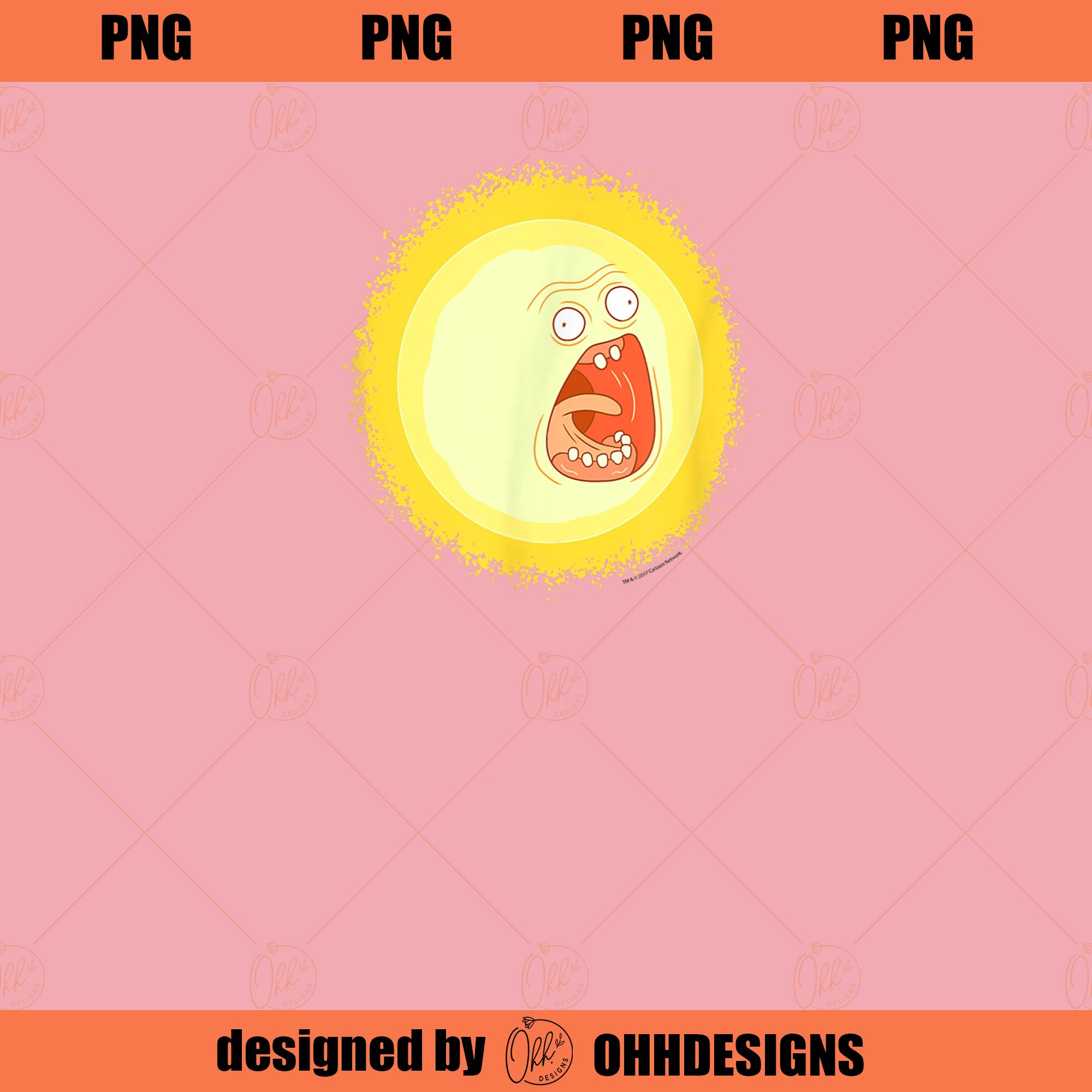 Rick and Morty Screaming Sun Ohh Design PNG Download | Inspire Uplift