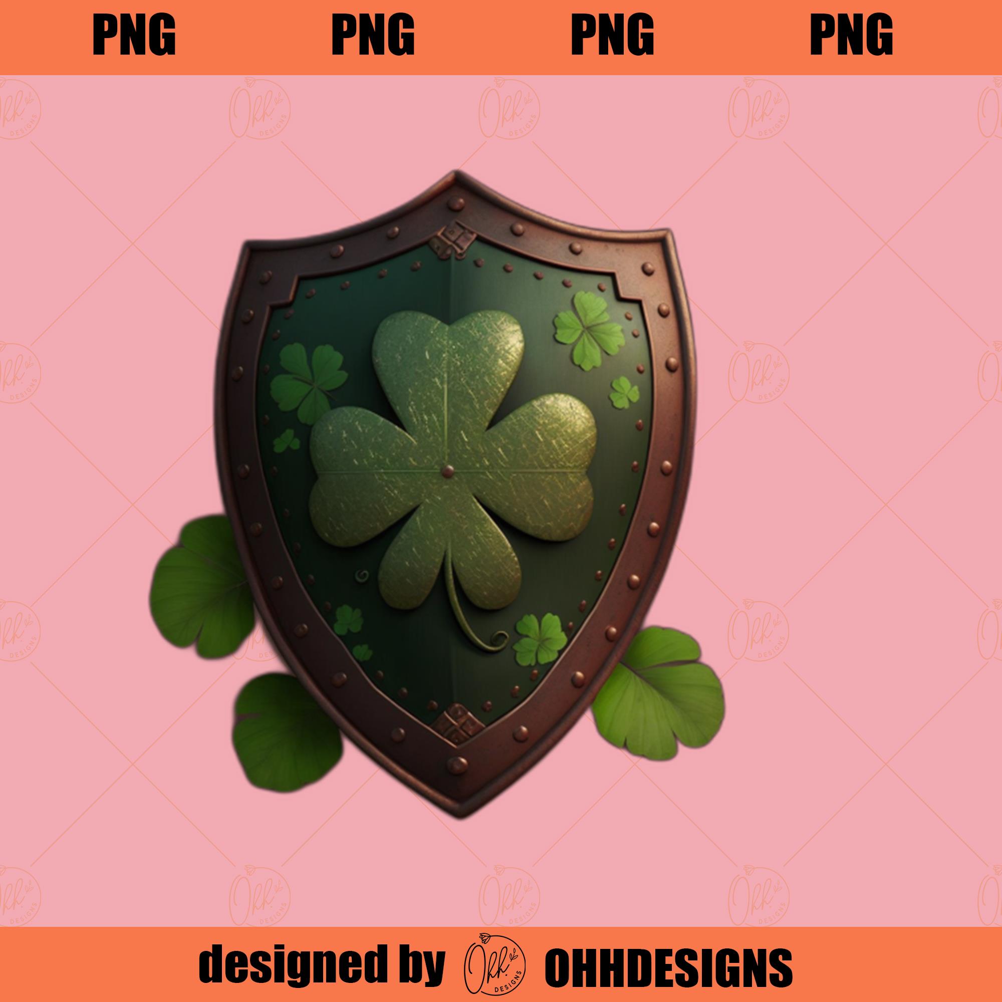 A Four Leaf Clover Shield Ohh Design PNG Download | Inspire Uplift