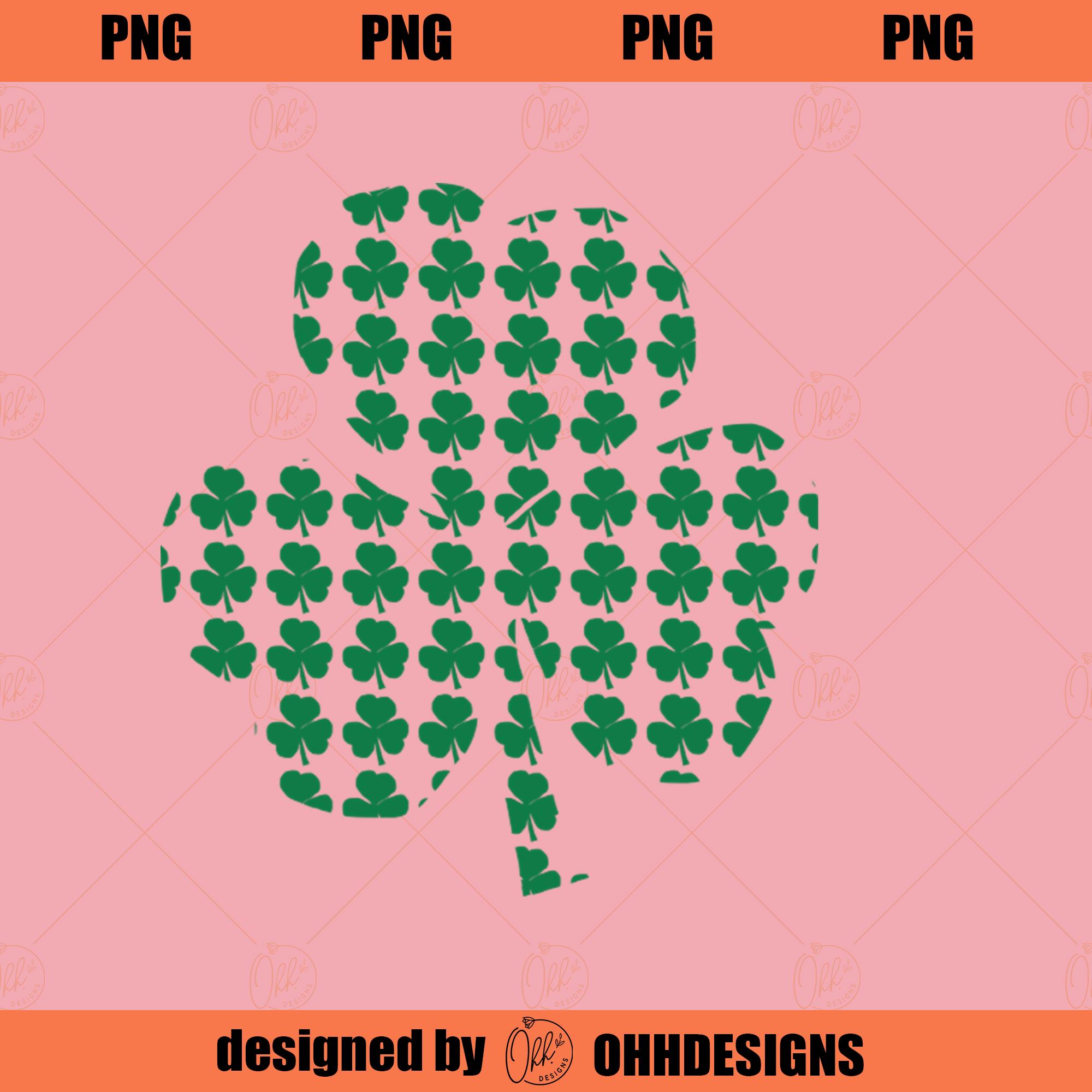 Pattern of Green Shamrocks in Single Shamrock Ohh Design PNG | Inspire ...