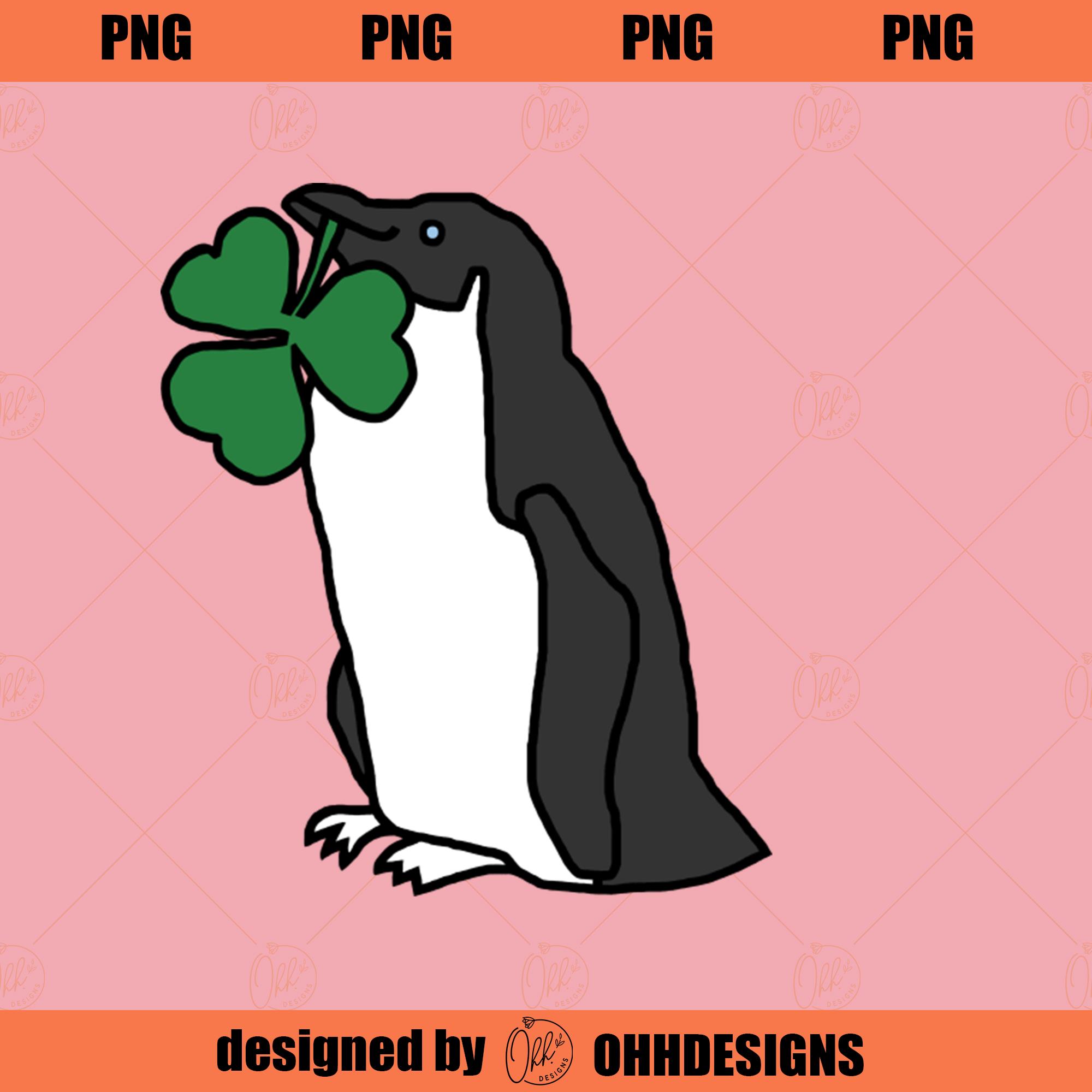 Saint Patricks Day Penguin with Shamrock Ohh Design PNG Down | Inspire ...