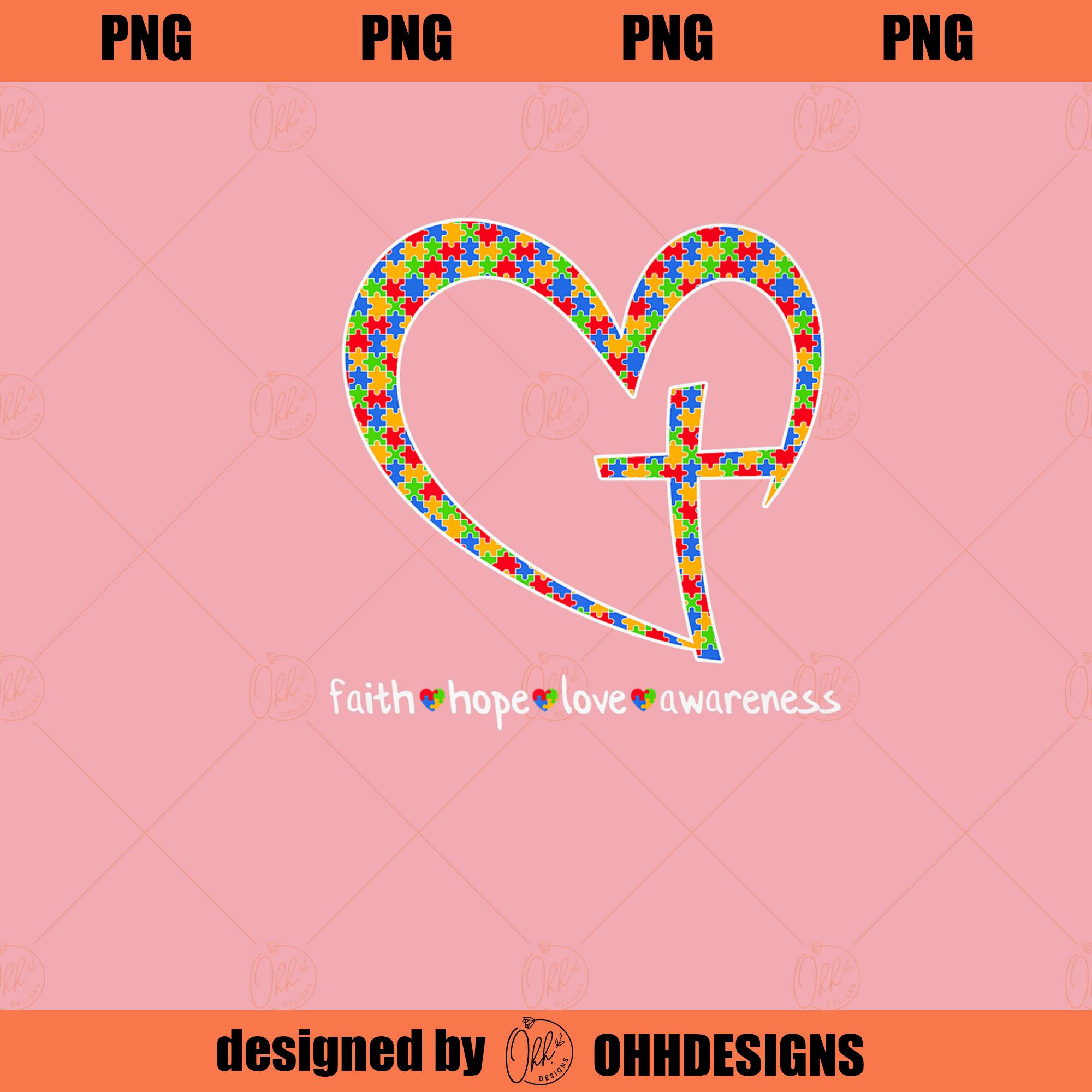 Faith Hope Love Awareness Autism Christian Cross And Heart P | Inspire ...
