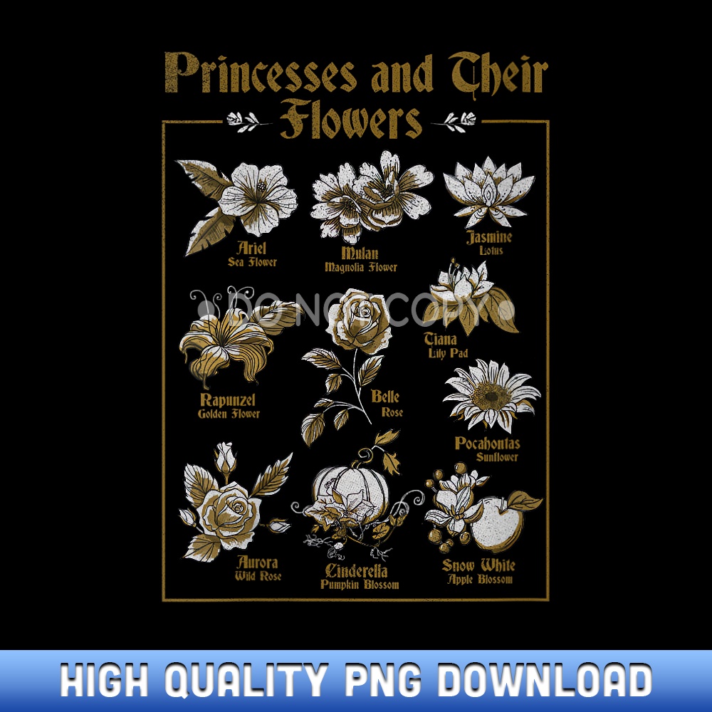 Disney Princesses And Their Flowers Chart Poster V-Neck - Li | Inspire ...