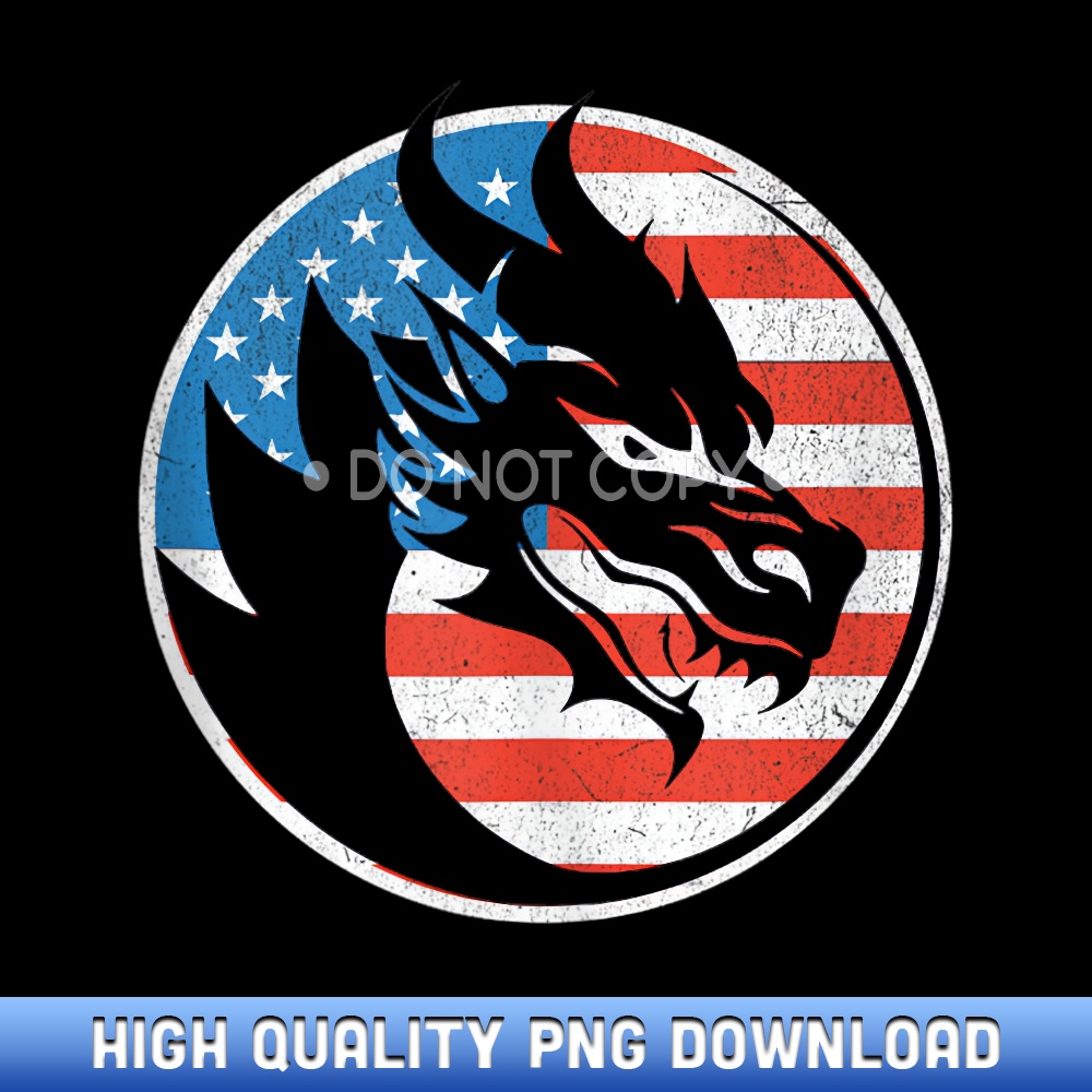 Patriotic Dragon Silhouette US Flag Logo Emblem 4th of July | Inspire ...