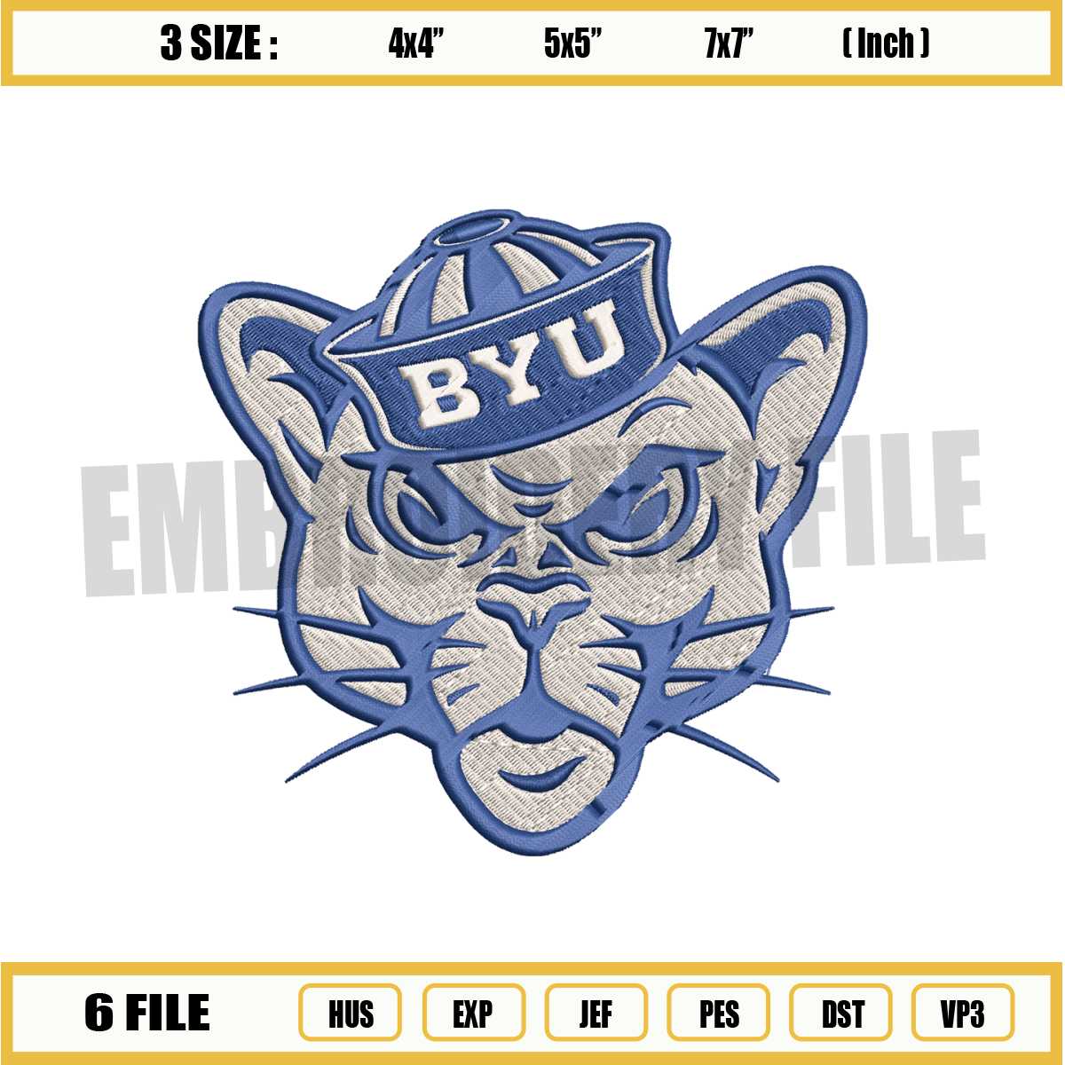 BYU Cougars Mascot Embroidery Design Png | Inspire Uplift
