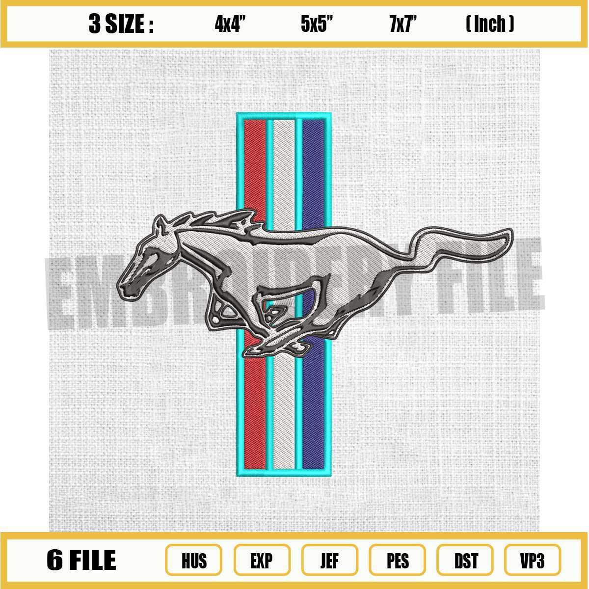 Ford Mustang Car Embroidery | Inspire Uplift