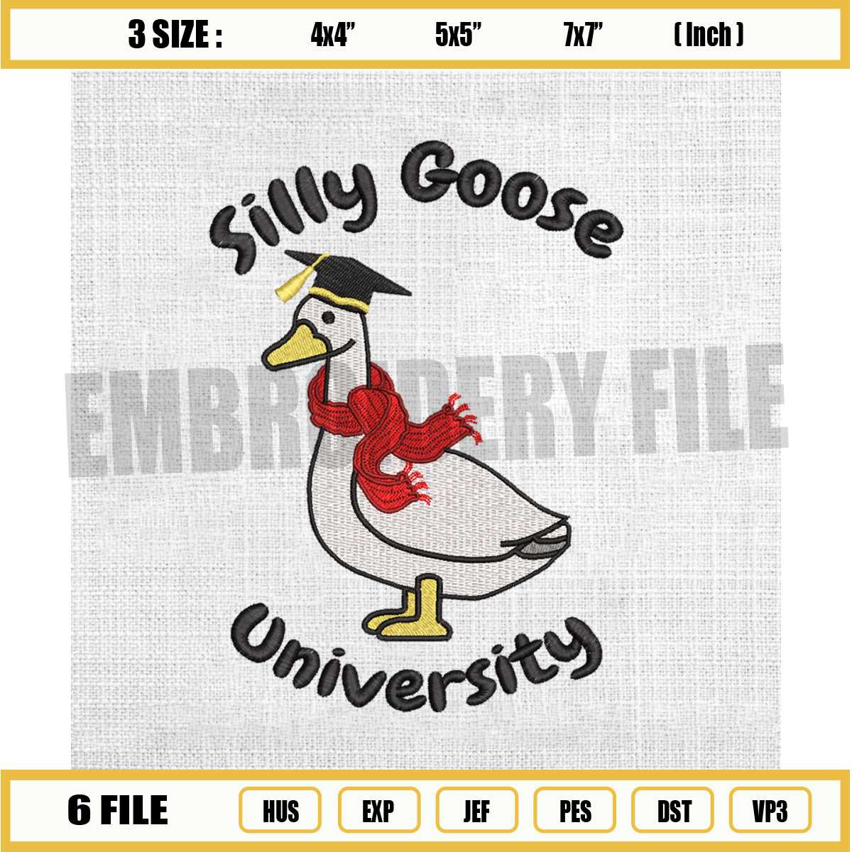 Silly Goose University Graduation Embroidery | Inspire Uplift